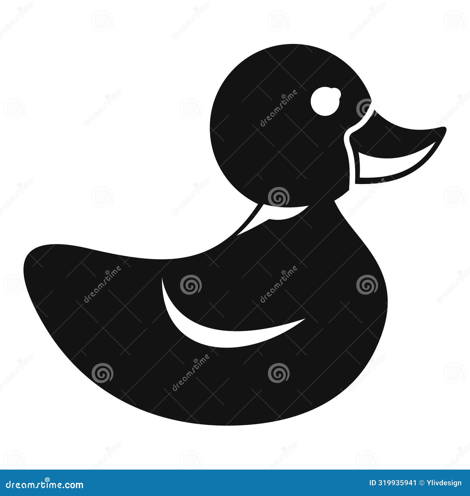 Vector Illustration of a Sleek Black Duck Silhouette on a White ...