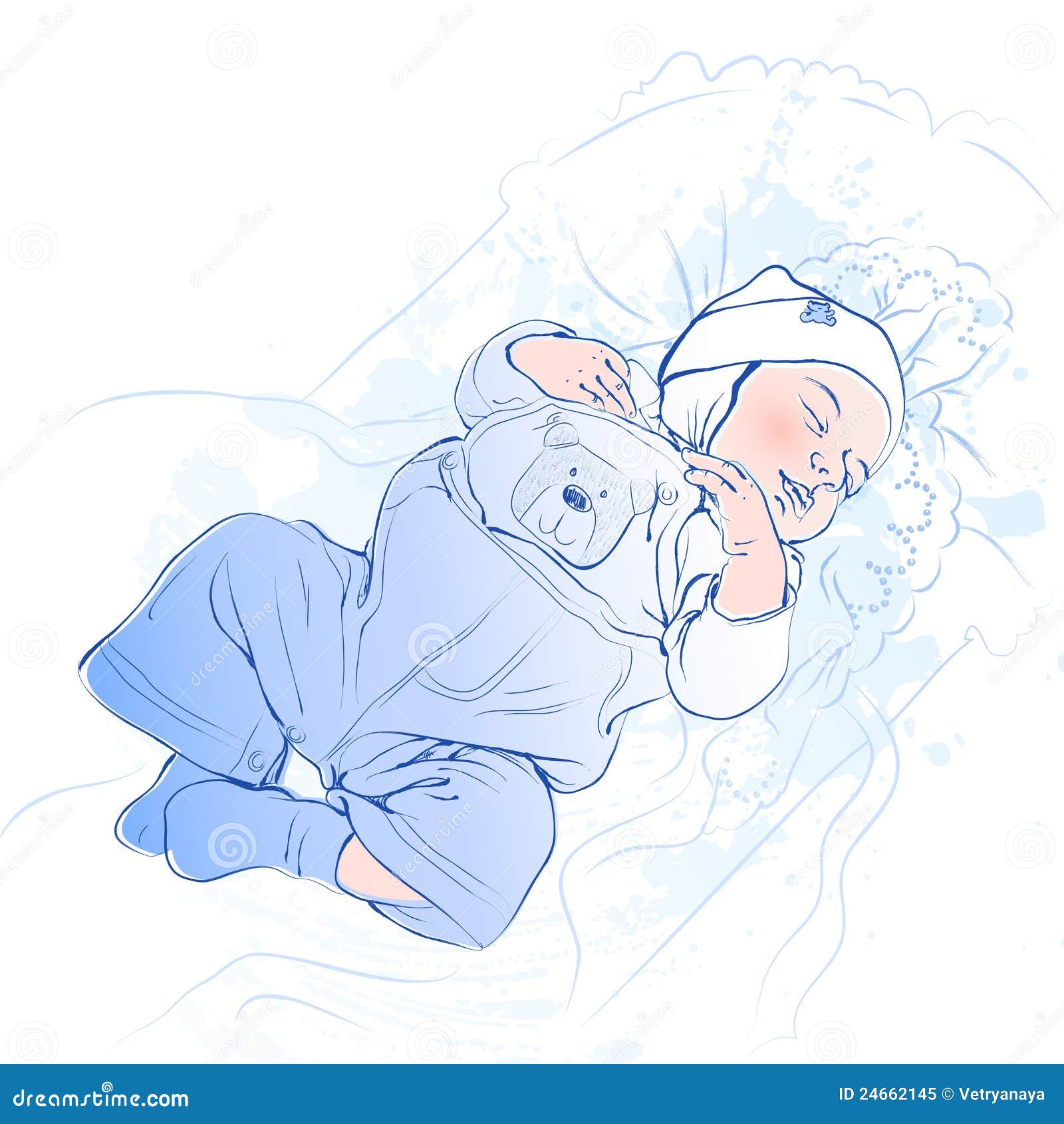 Vector Illustration of Sleeping Baby Stock Vector - Illustration of ...