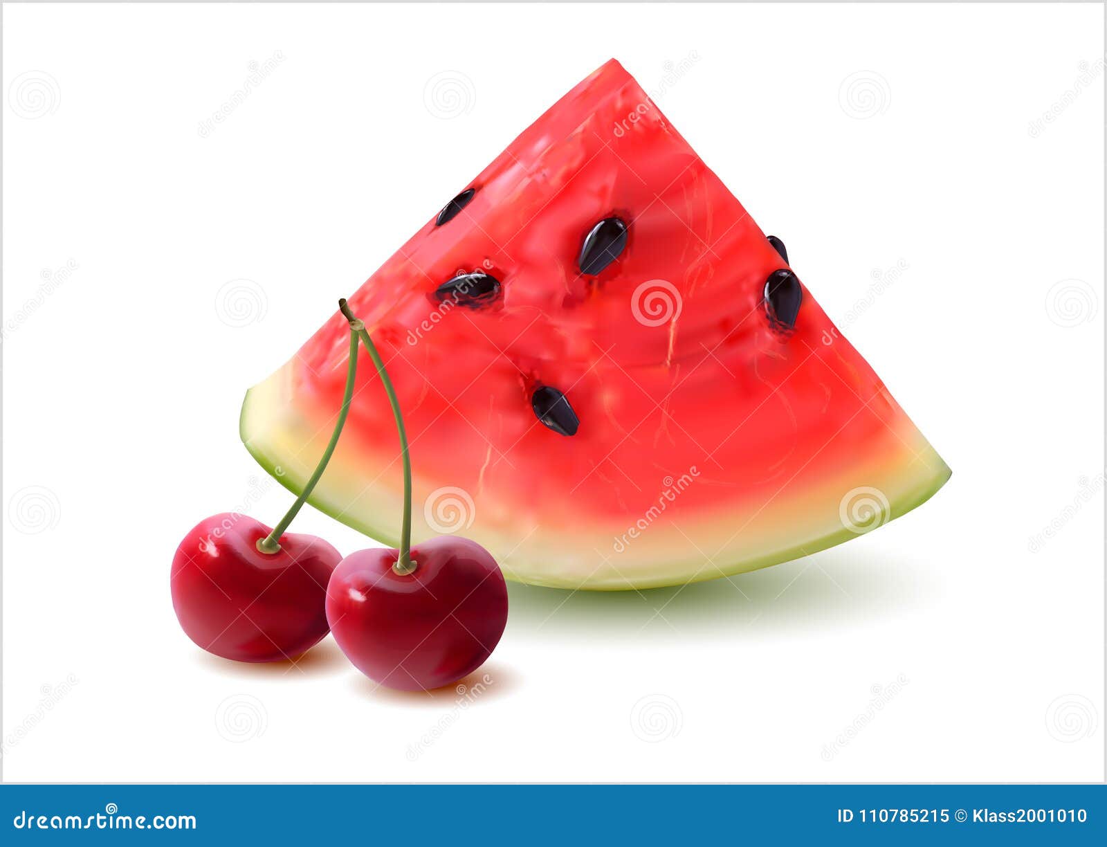 Vector Illustration of a Slice of Watermelon.Vector Cherry. Stock ...