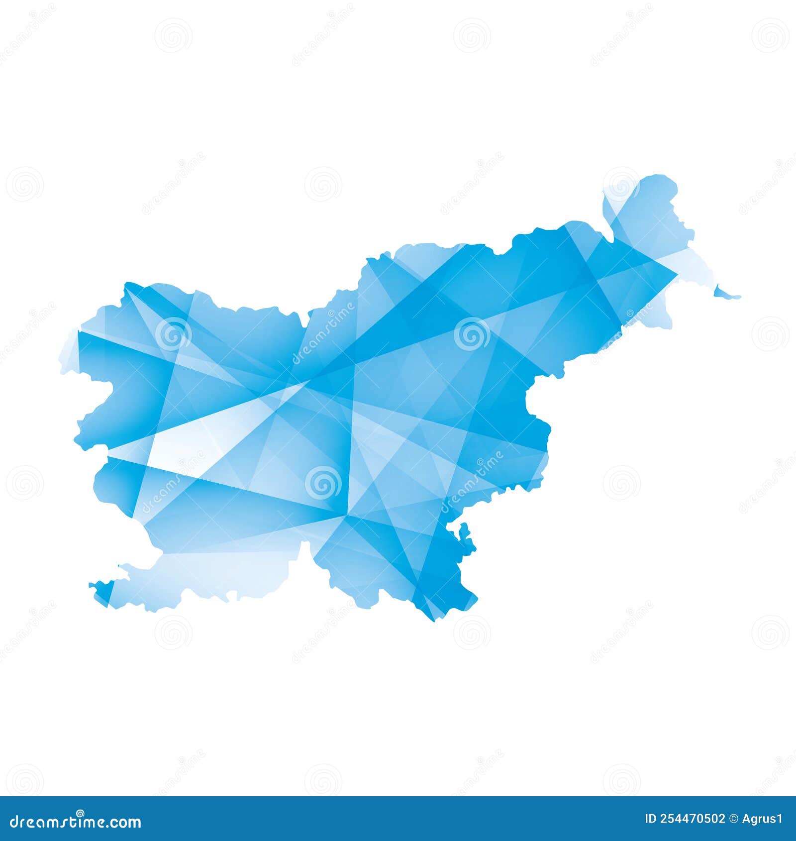 Vector Illustration of Slovenia Map with Blue Colored Geometric Shapes ...