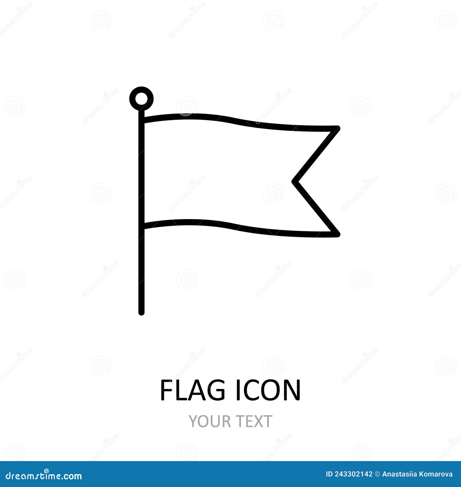 Vector Illustration with Small Flag. Outline Icon Stock Vector ...