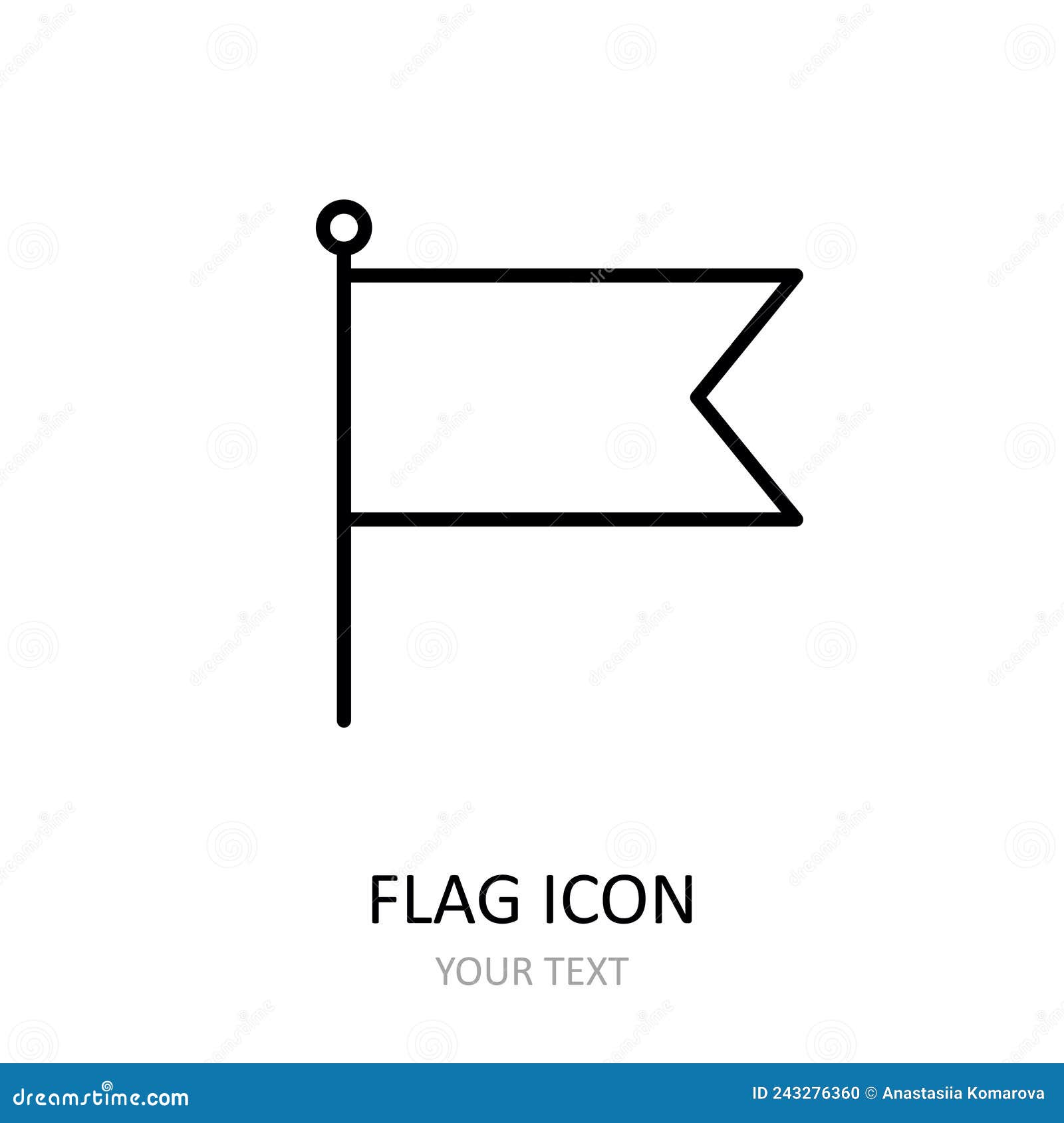 Vector Illustration with Small Flag. Outline Icon Stock Vector ...