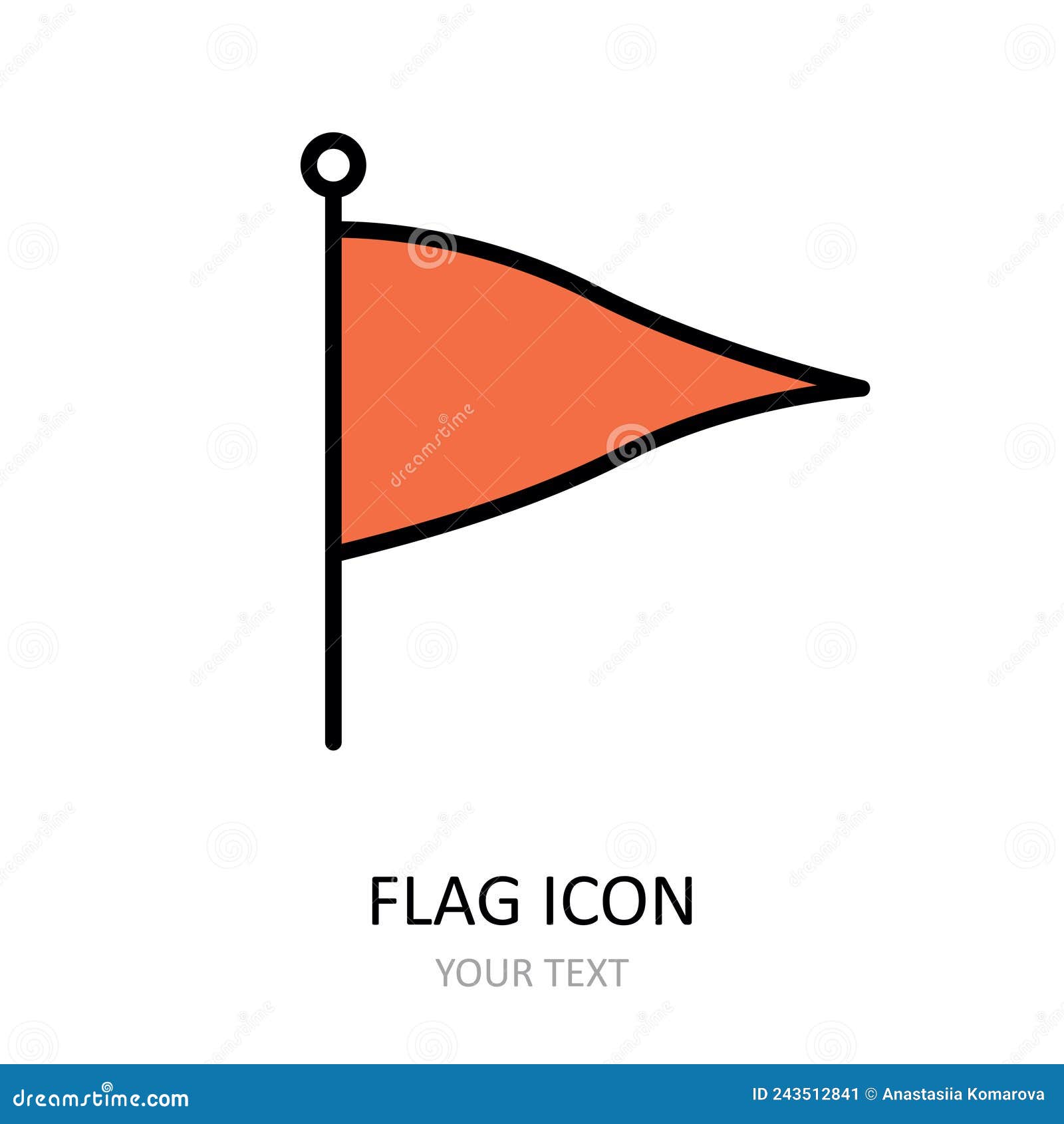 Vector Illustration with Small Flag. Outline Icon Stock Vector ...