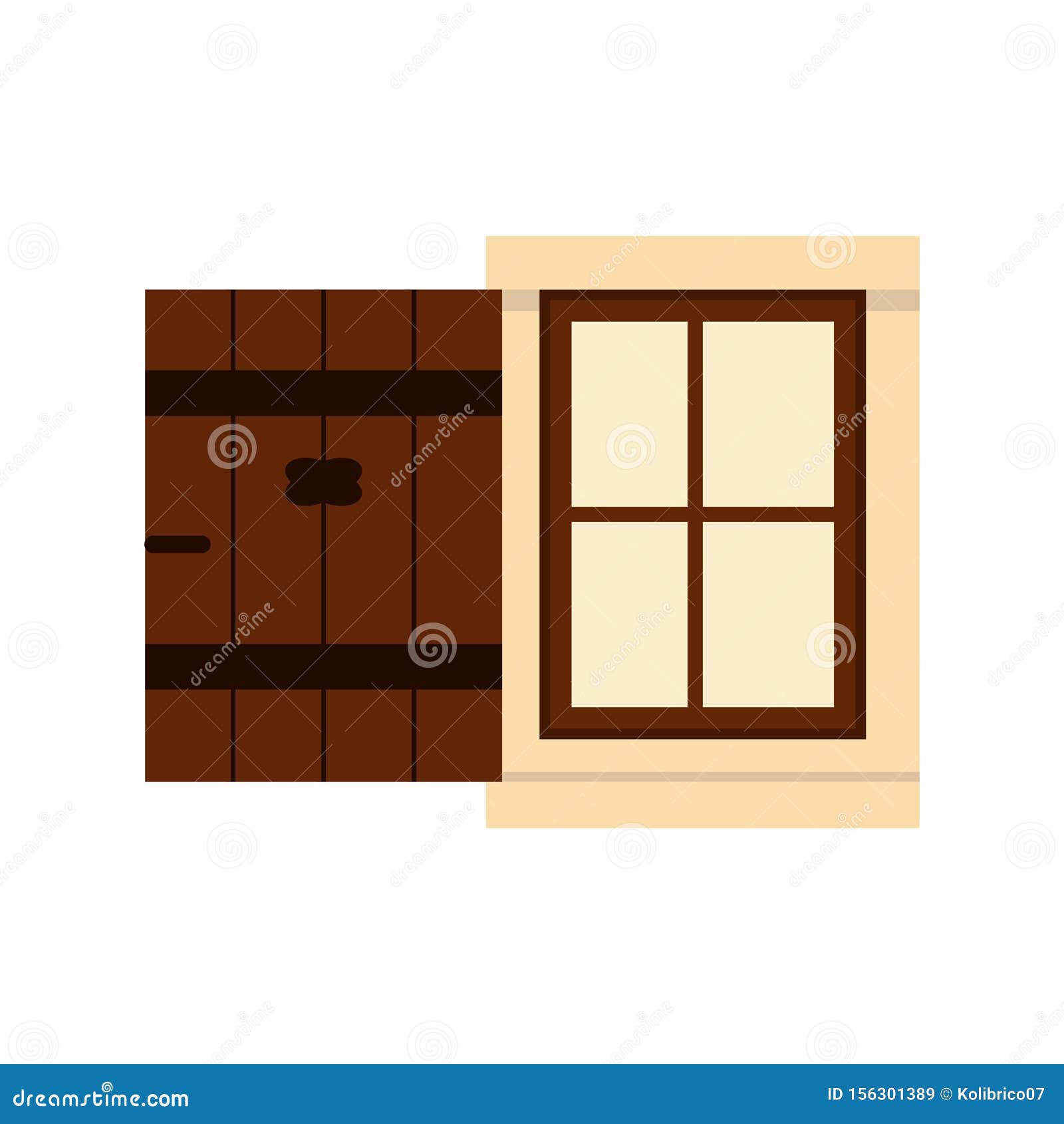 Small Window with Opened Shutter Stock Vector - Illustration of frame ...