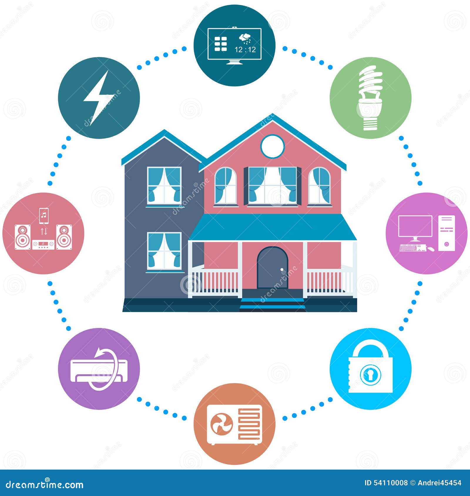 Vector Illustration of a Smart Home Stock Illustration - Illustration ...