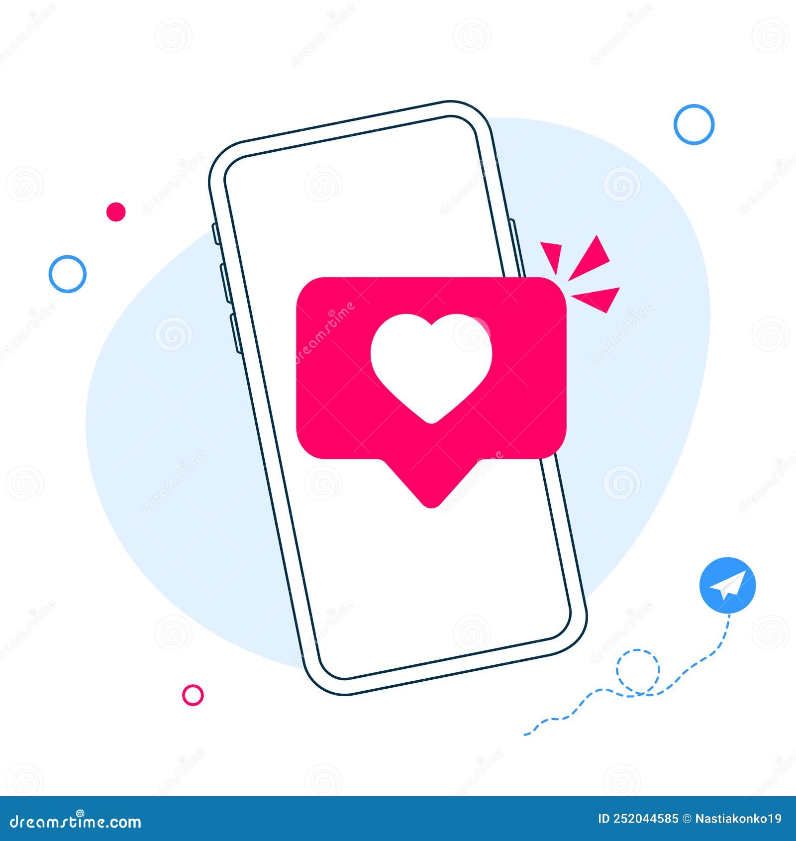 Vector Illustration Smartphone with Heart Emoji Speech Bubble Get ...