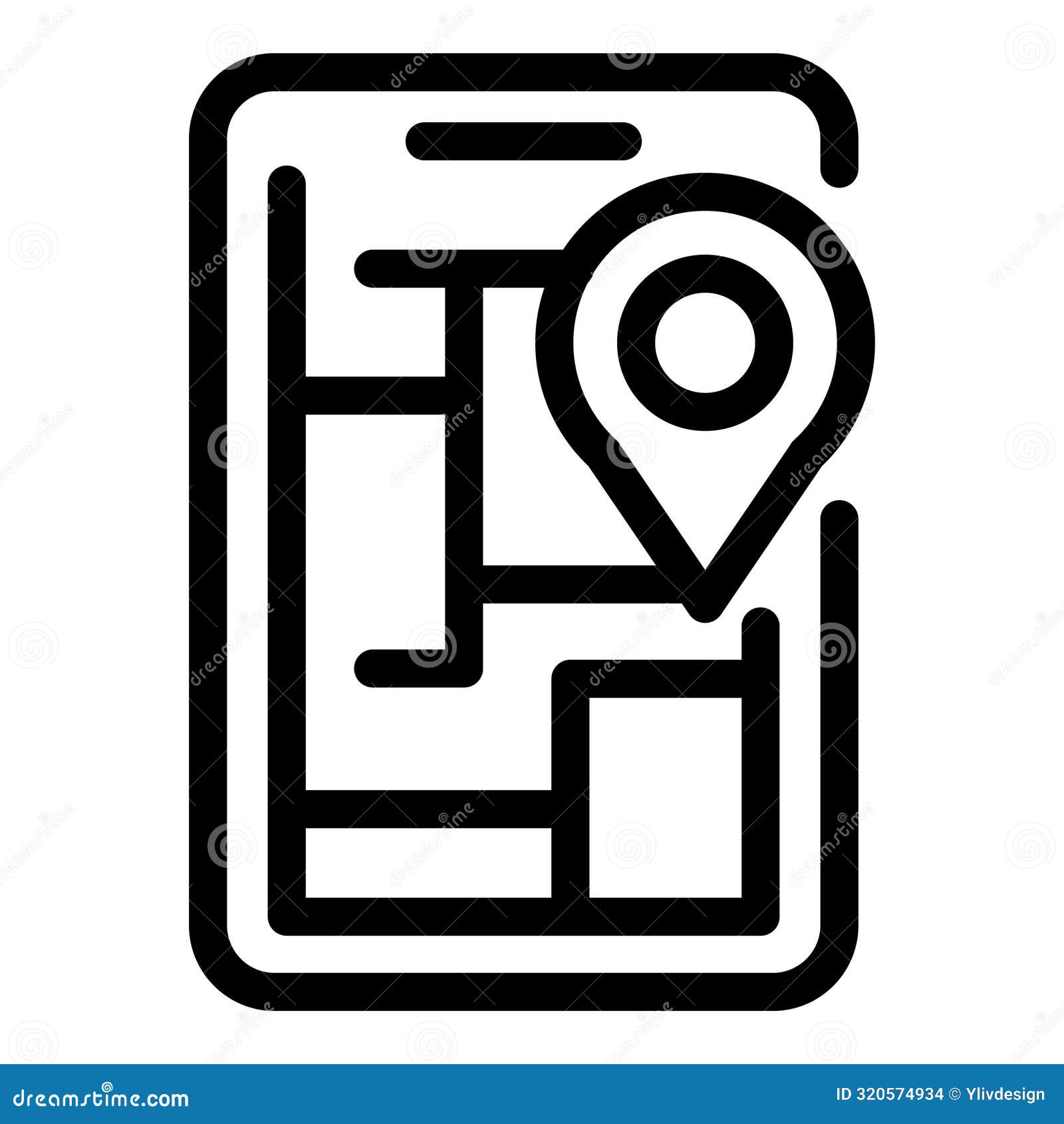 Vector Illustration of a Smartphone with a Map and Location Pin Icon ...