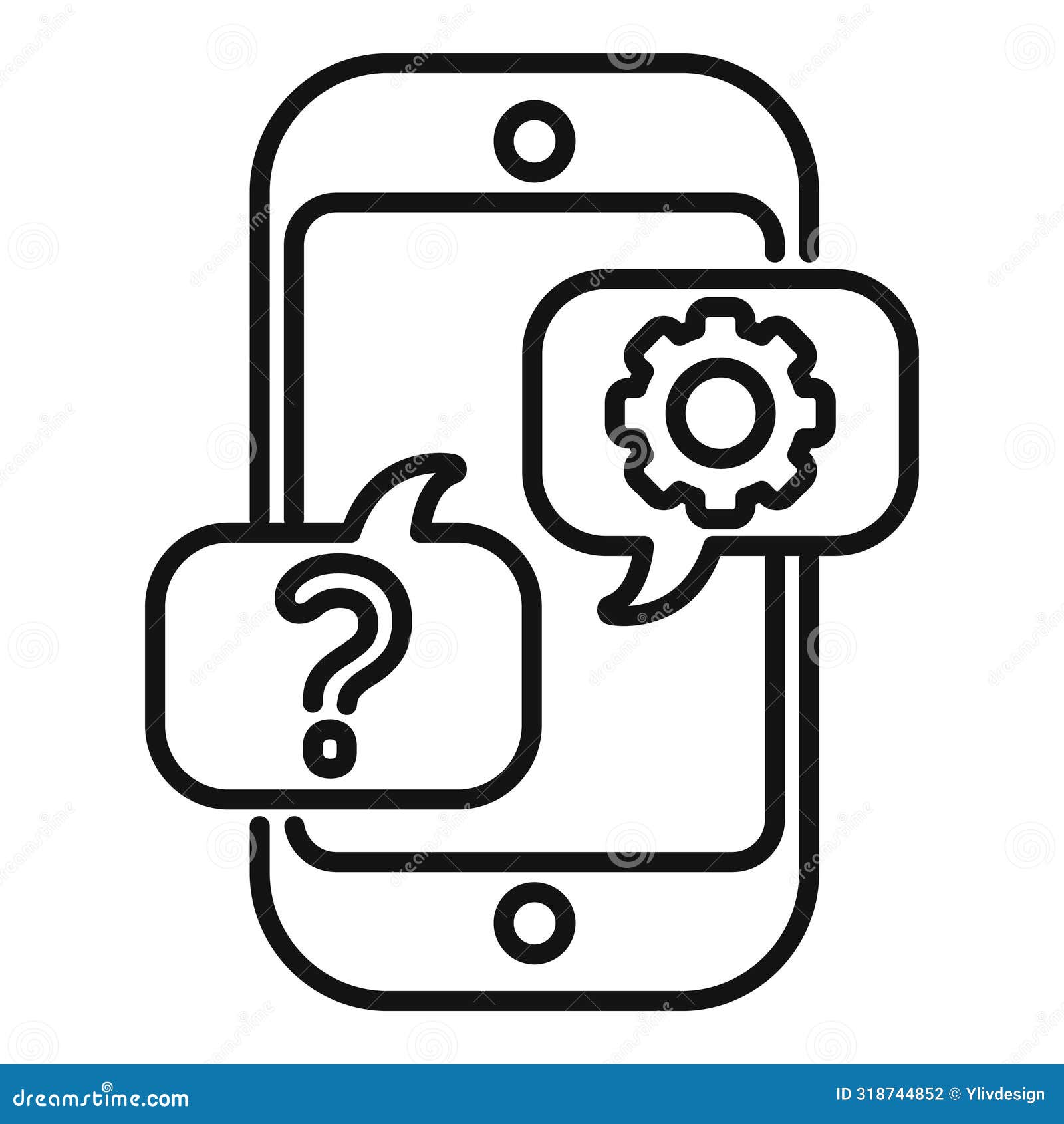 Mobile Support Icon with Question Mark and Gear Bubble Stock ...