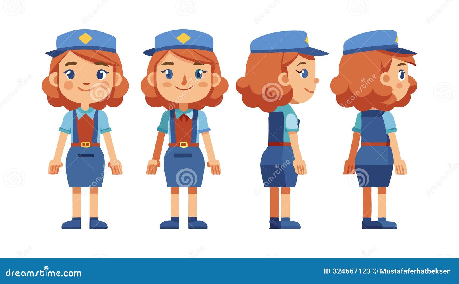 Cartoon Character Vector Illustration of a Smiling Female Worker in ...