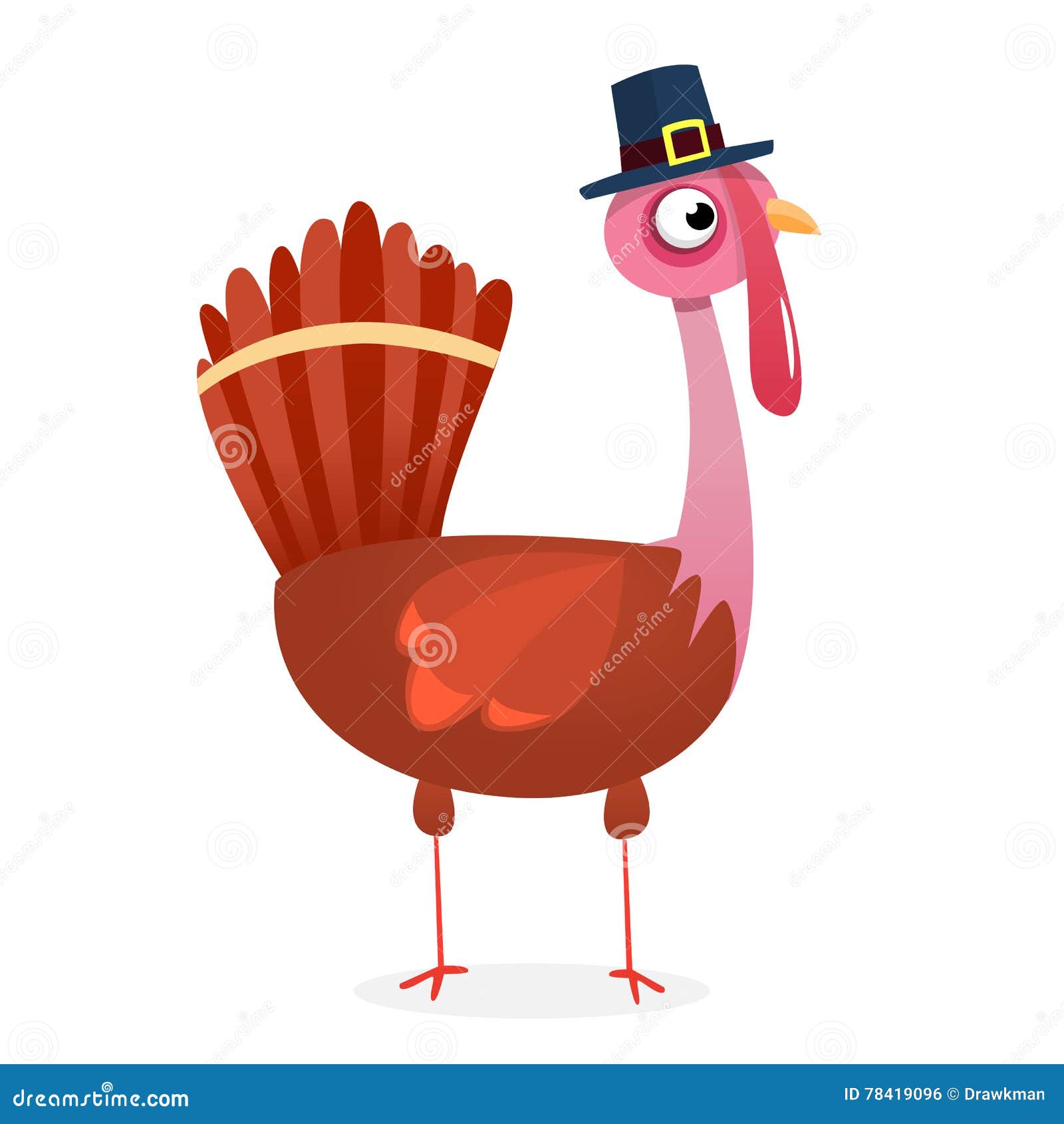 Vector Illustration of a Smiling Cartoon Turkey. Thanksgiving Day ...