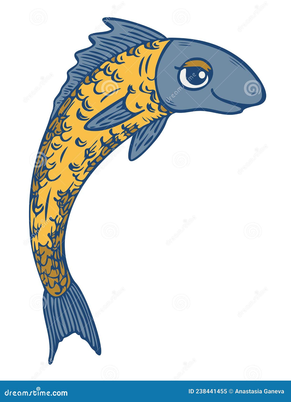 Vector Illustration of Smiling Fish. Stock Vector - Illustration of ...