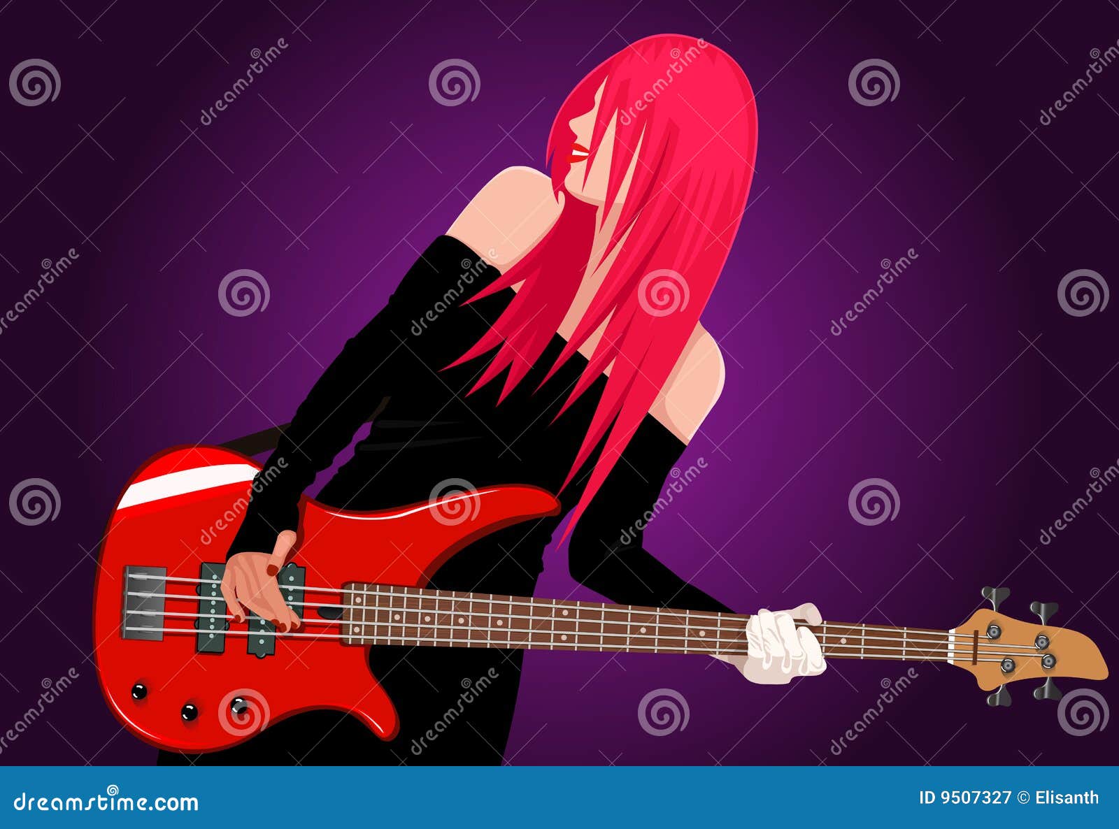 Vector Illustration of Smiling Rock Girl Stock Vector - Illustration of ...