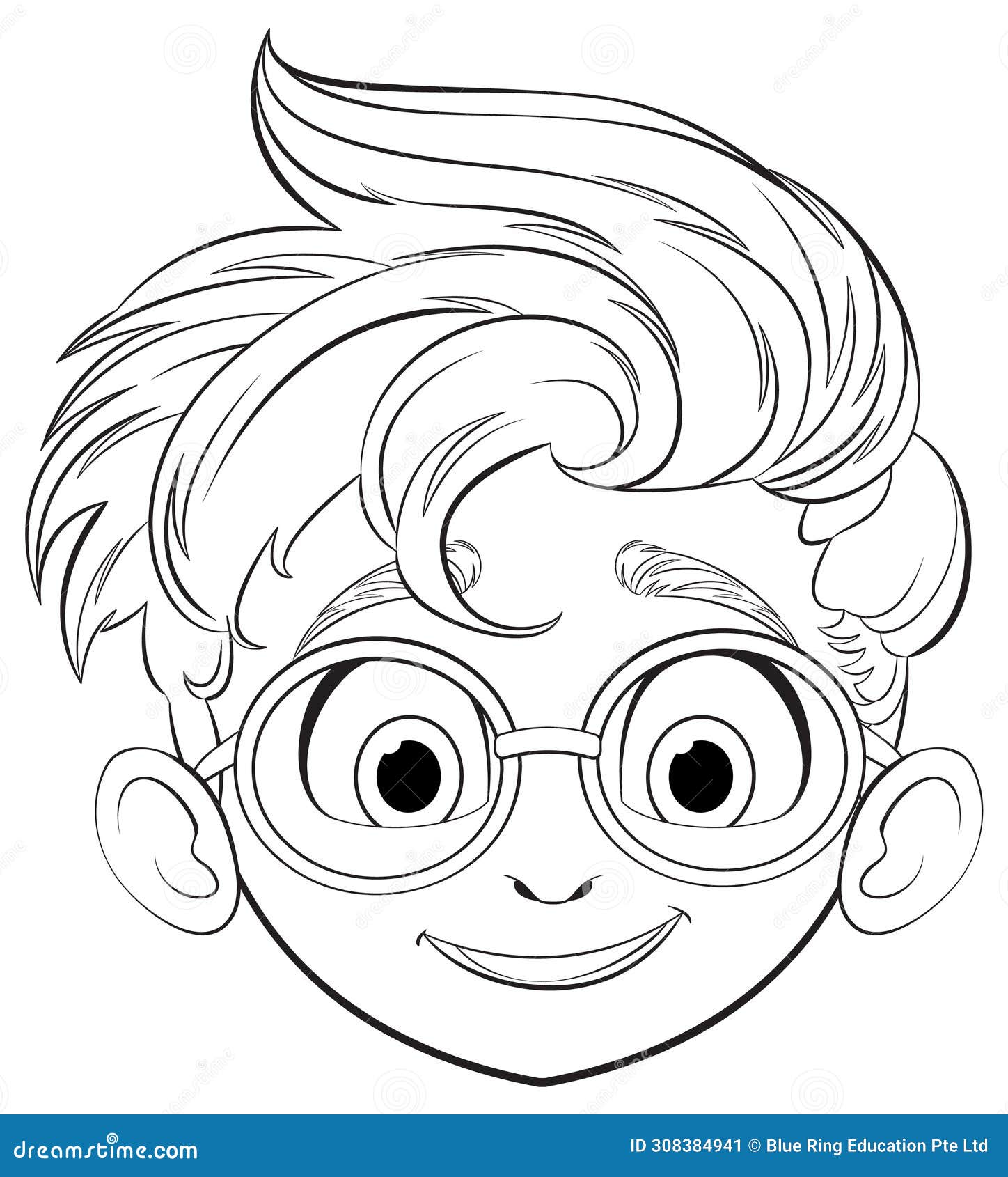 A Smiling Young Boy Outline Stock Vector - Illustration of facial ...