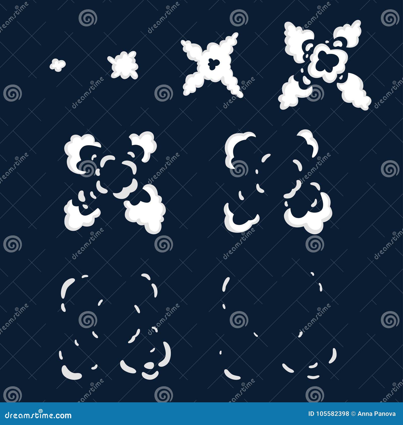 Smoke Animation. Exhaust Smoke Animation. Cartoon Vector ...