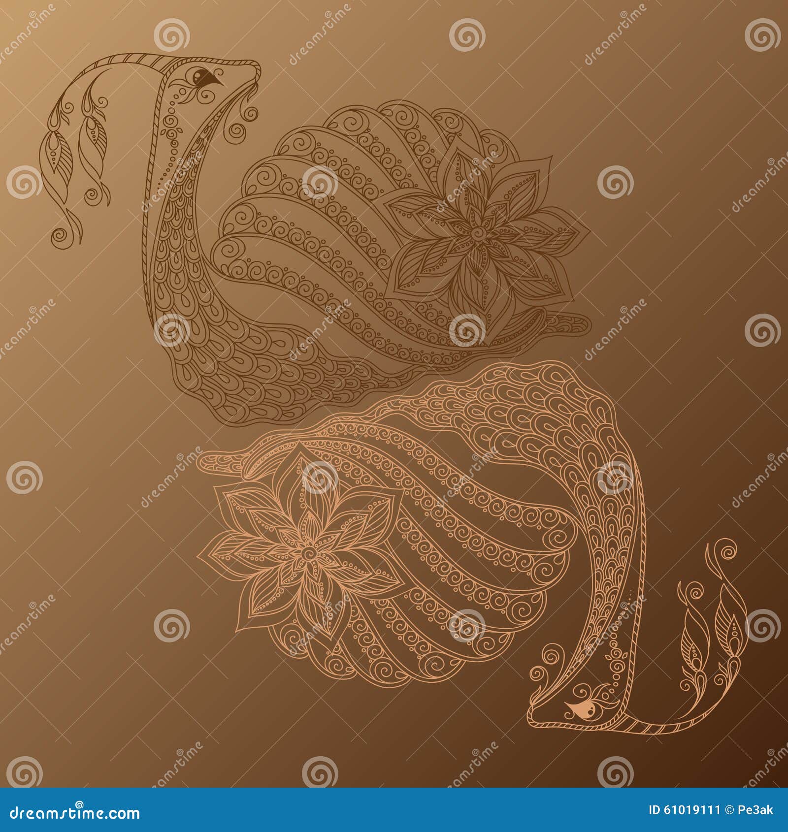 Vector Illustration of Snail Cartoon. Henna Mehendi Stock Vector ...
