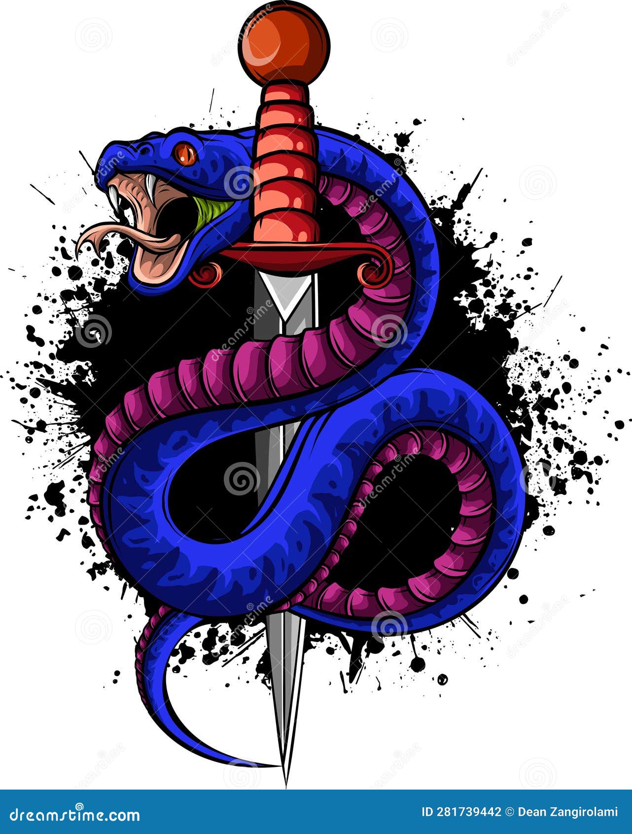 Vector Illustration Snake and Dagger on White Background Stock Vector ...