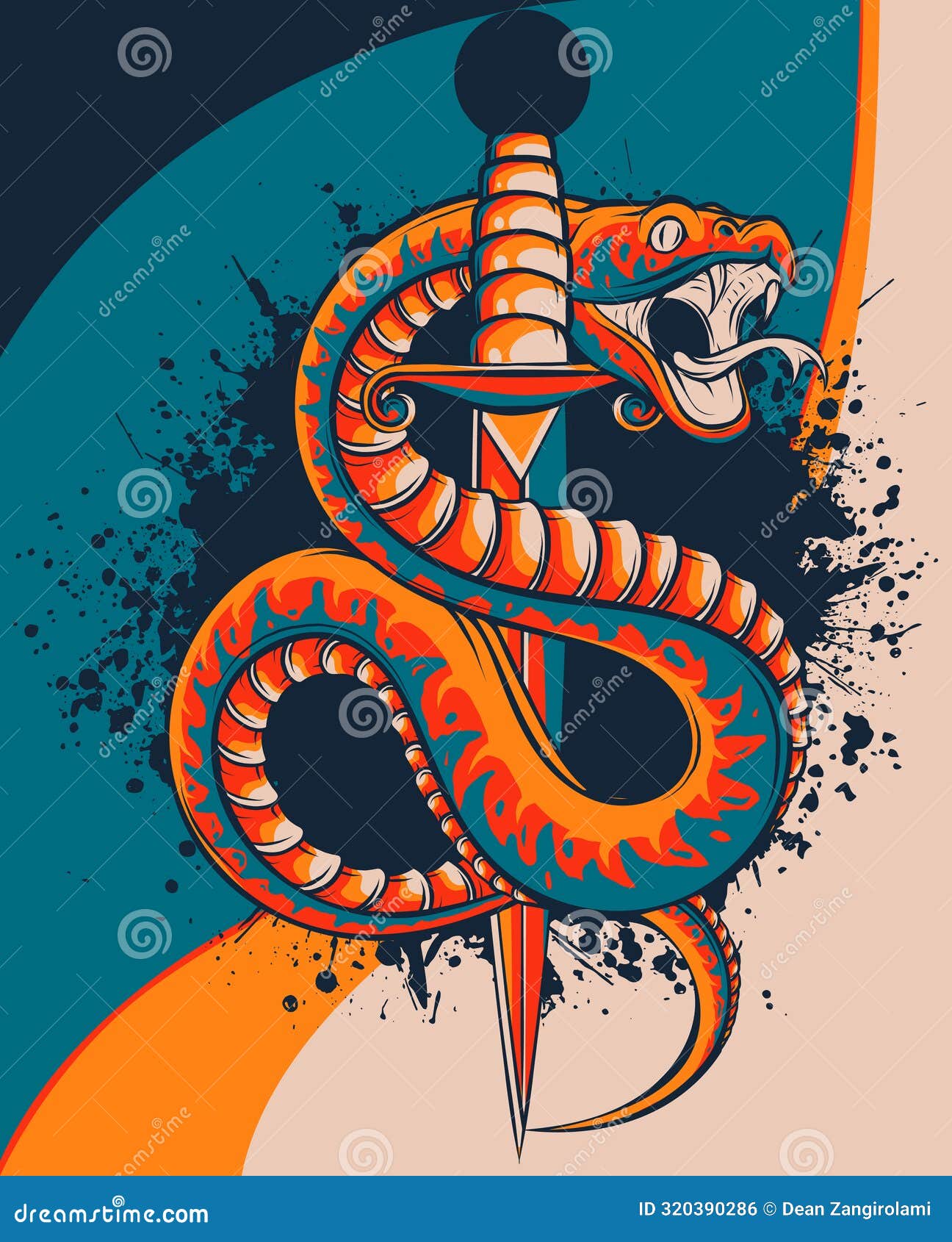 Vector Illustration Snake and Dagger on White Background Stock Vector ...