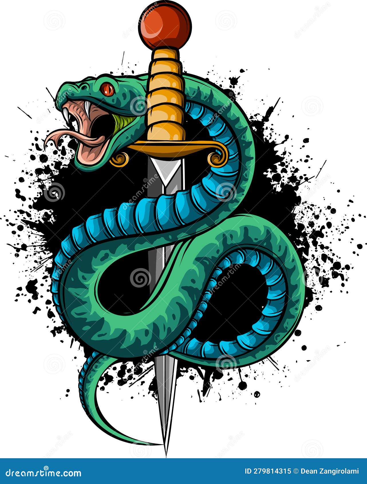 Vector Illustration Snake and Dagger on White Background Stock Vector ...