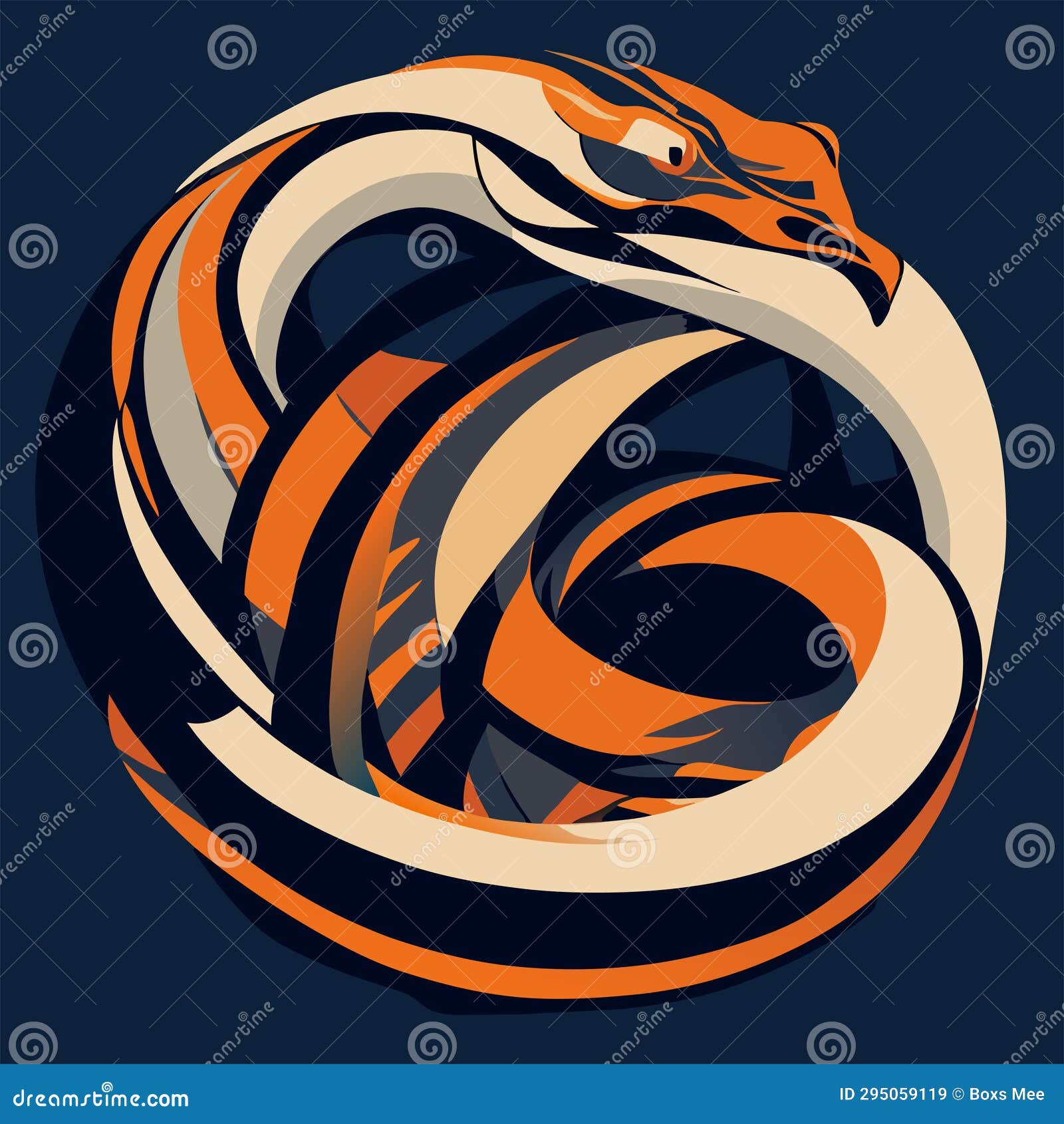 Vector Illustration of a Snake Head on a Dark Background in a Flat ...