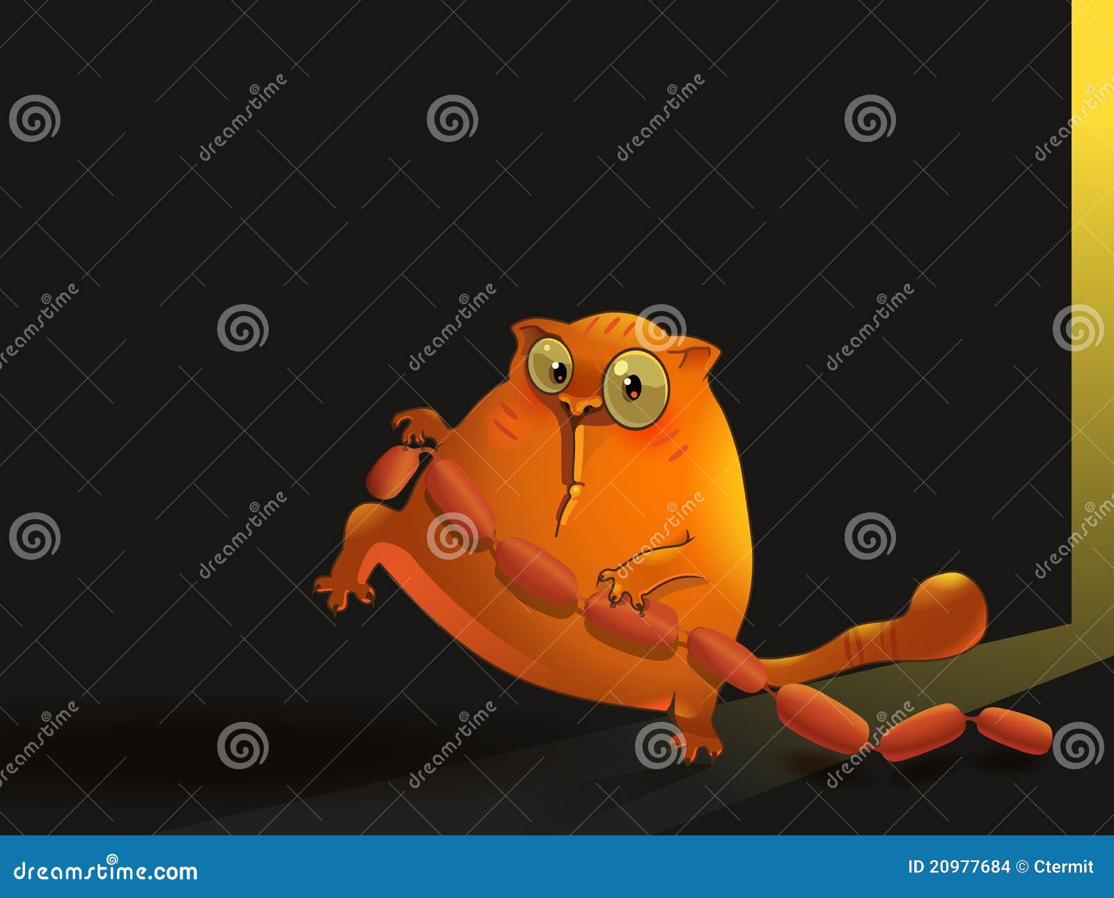 Vector Illustration of Sneaking Cat with Sausages Stock Vector ...