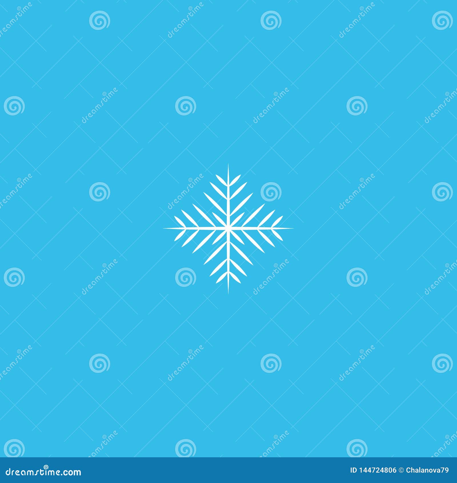 Vector Illustration. Snowflake Icon. White Snowflake Isolated on Blue ...