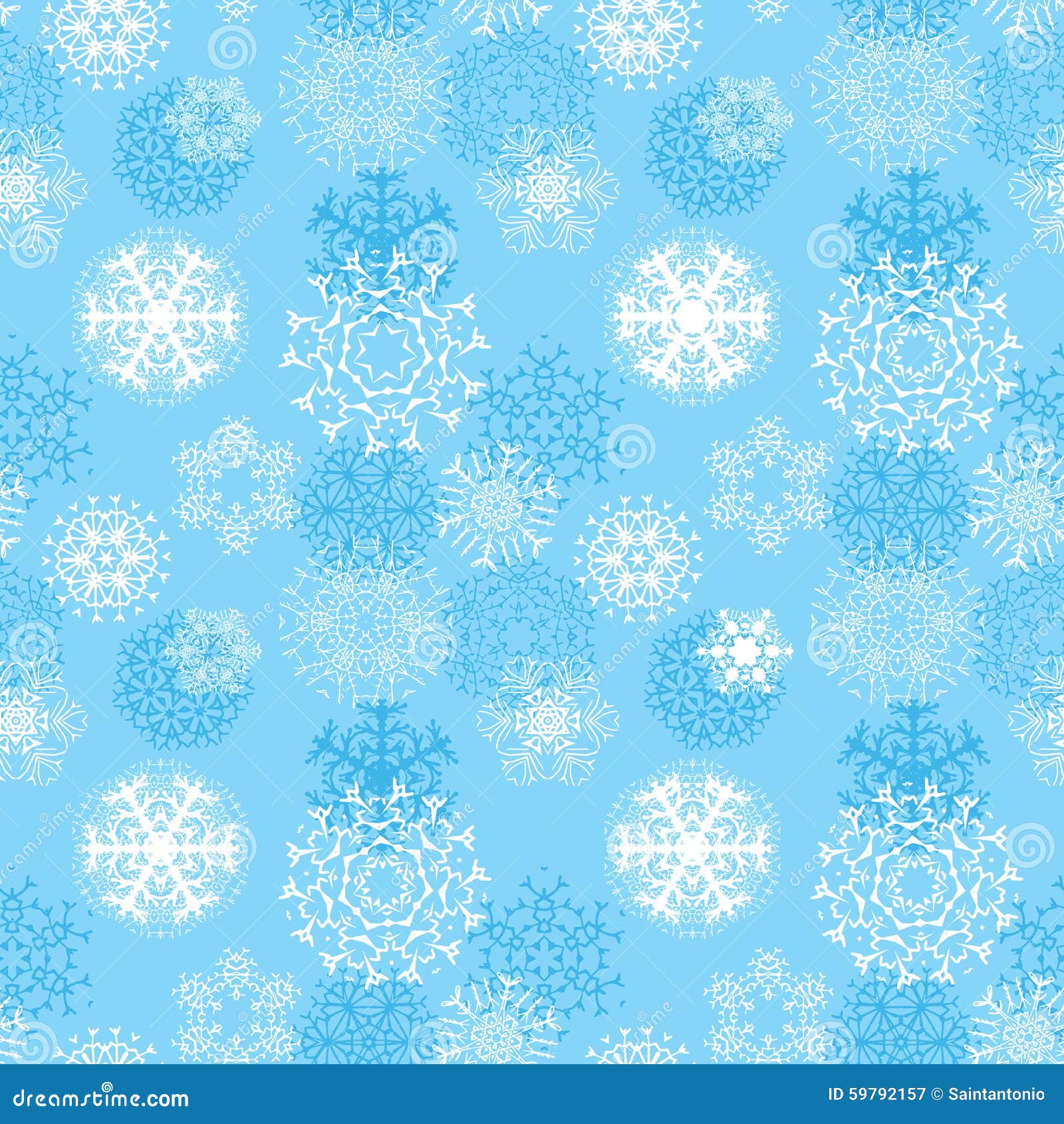 Vector Illustration Snowflakes Seamless Pattern, Various Designs ...