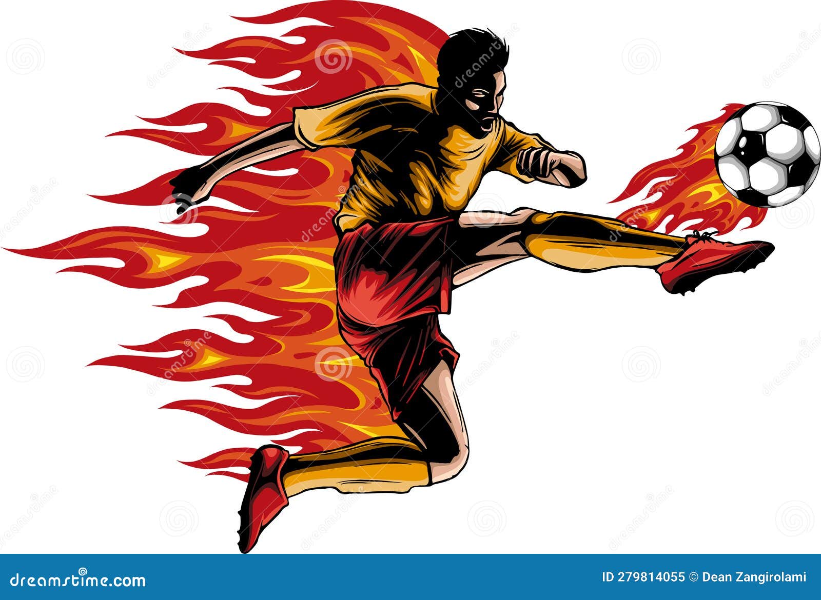 Vector Illustration of Soccer Player with Flames Stock Vector ...