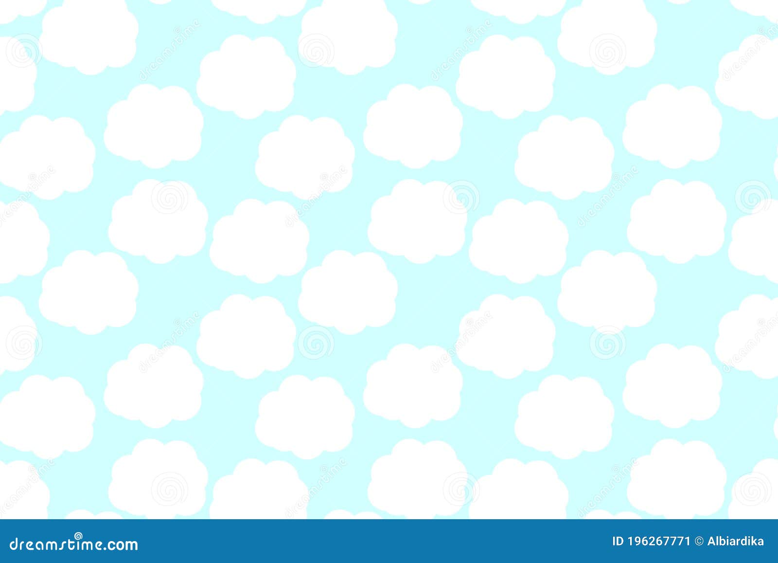 Soft Blue Sky Cloud Repeat Seamless Pattern Doodle Cartoon Style Stock ...
