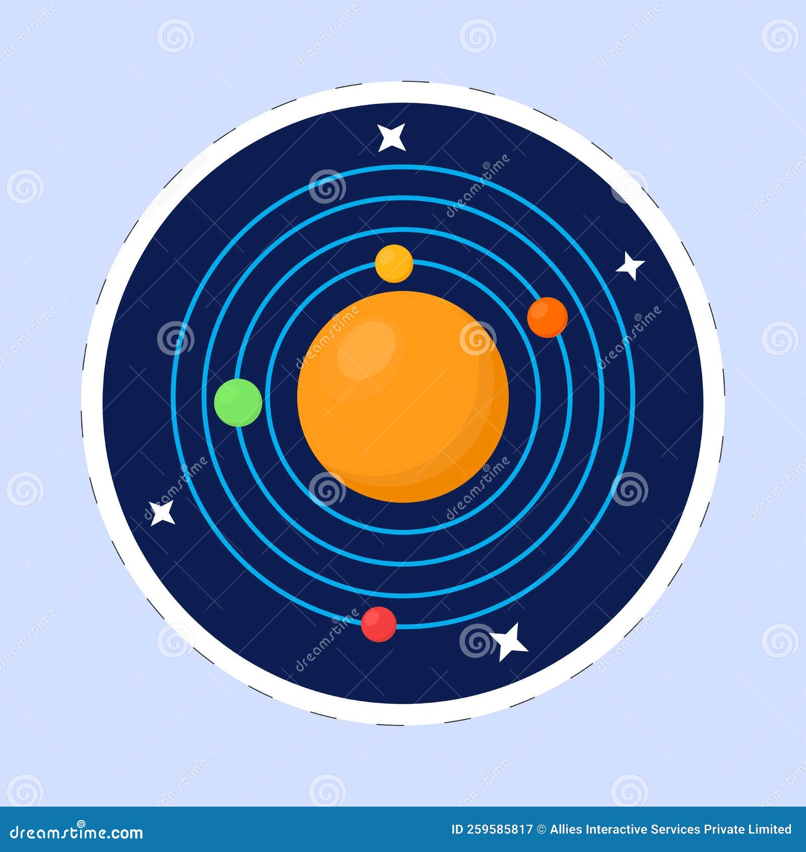 Vector Illustration of Solar System Blue Background in Sticker Stock ...