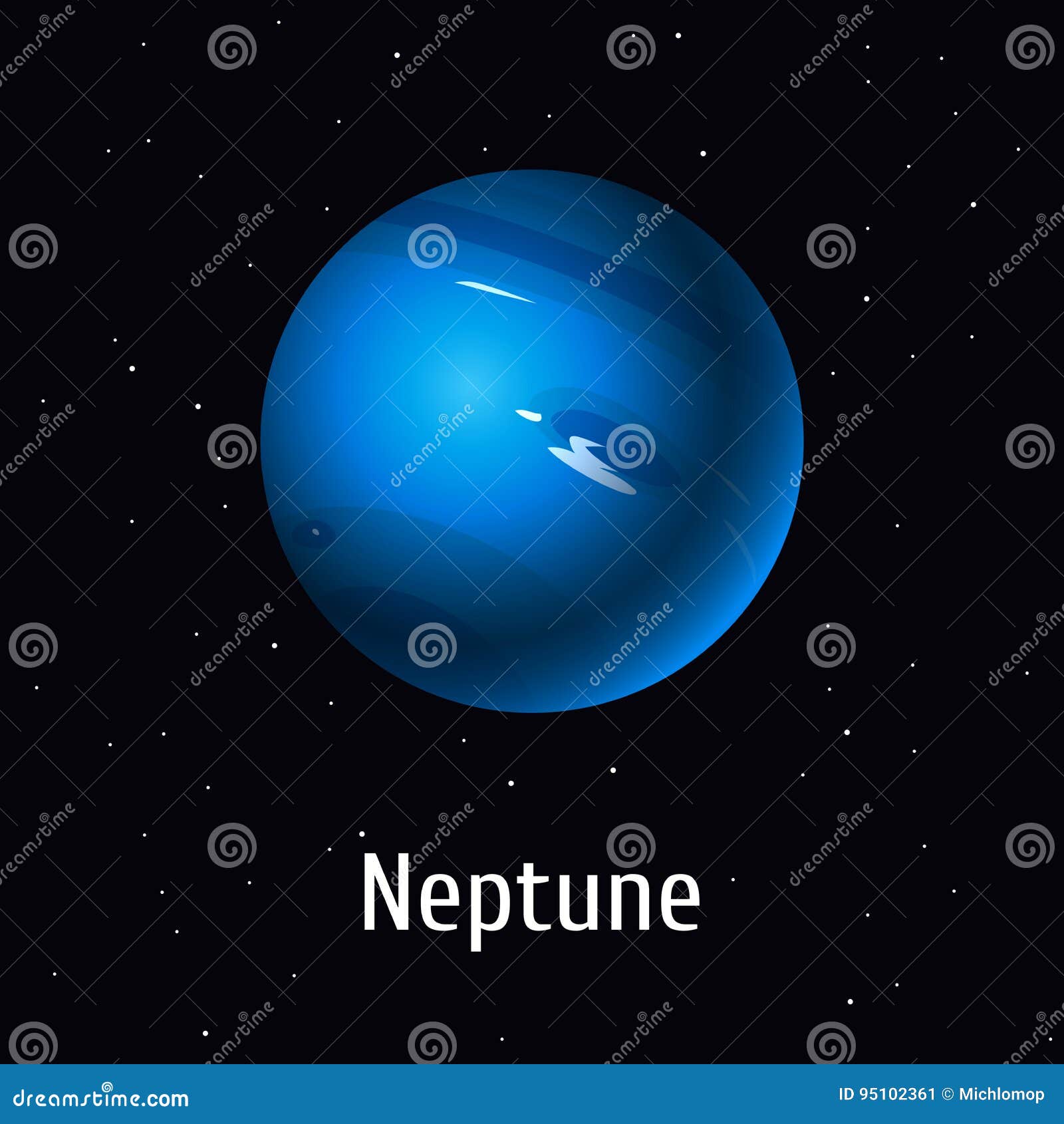 Vector Illustration Solar System Object. Neptune On Space Background ...