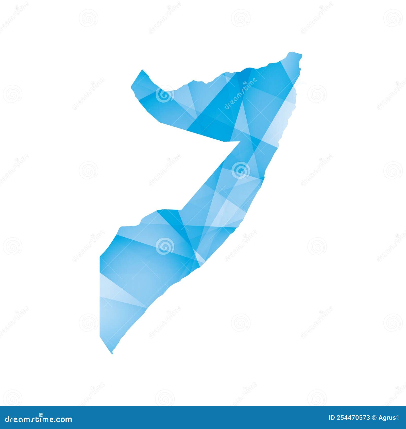 Vector Illustration of Somalia Map with Blue Colored Geometric Shapes ...