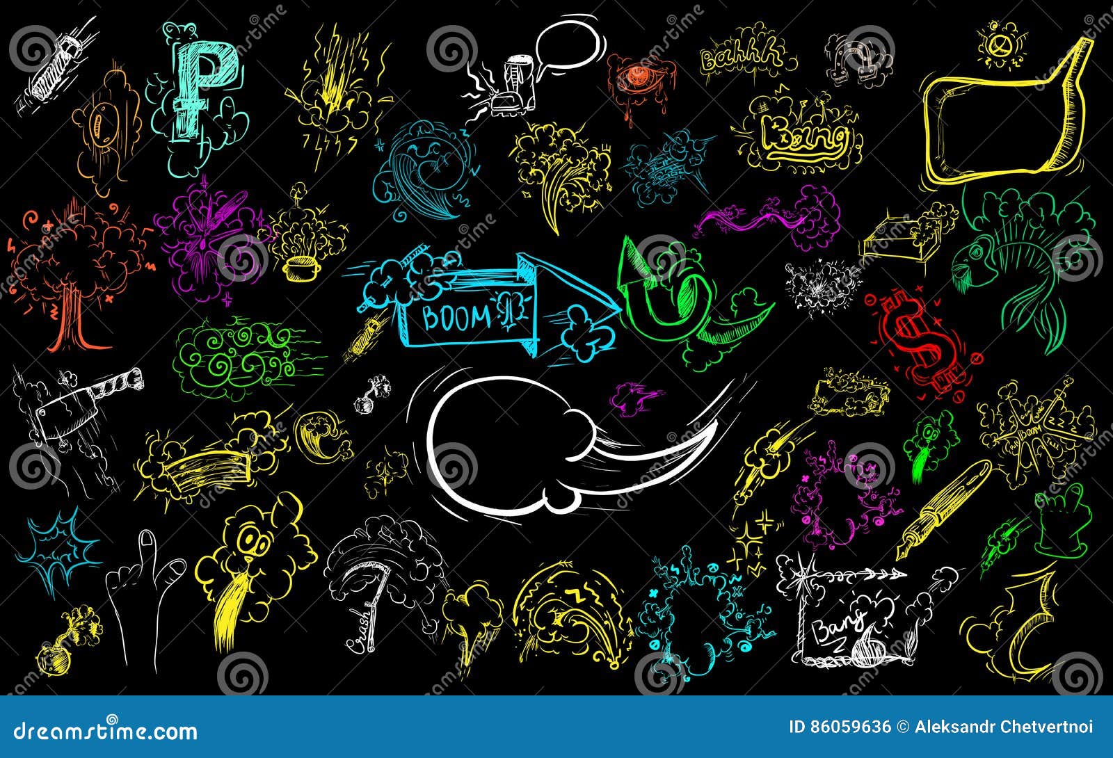 Vector Illustration of Some Cartoon Text Explosions Stock Vector ...