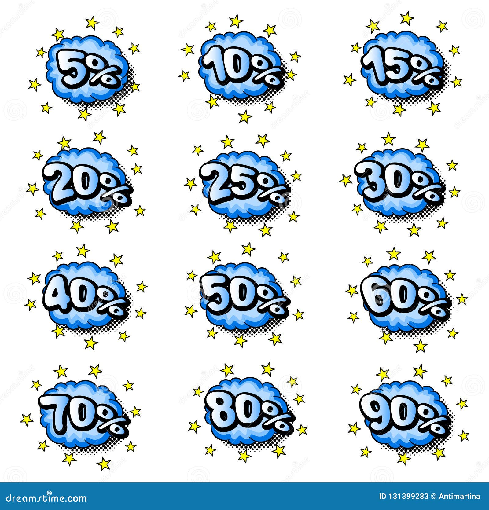 Percent comic labels stock vector. Illustration of vector - 131399283