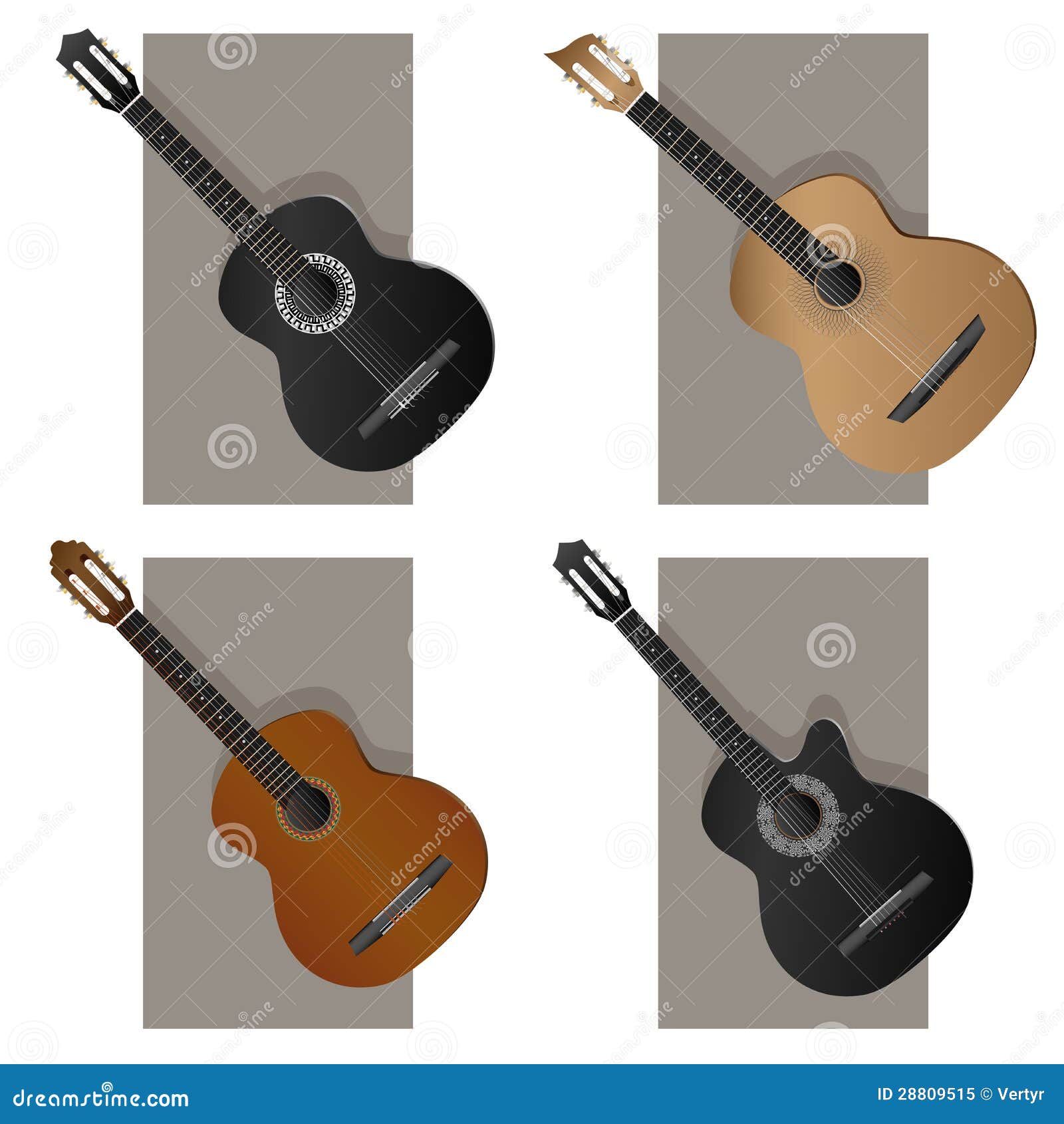 Vector Illustration of Some Types Guitar. Stock Vector - Illustration ...