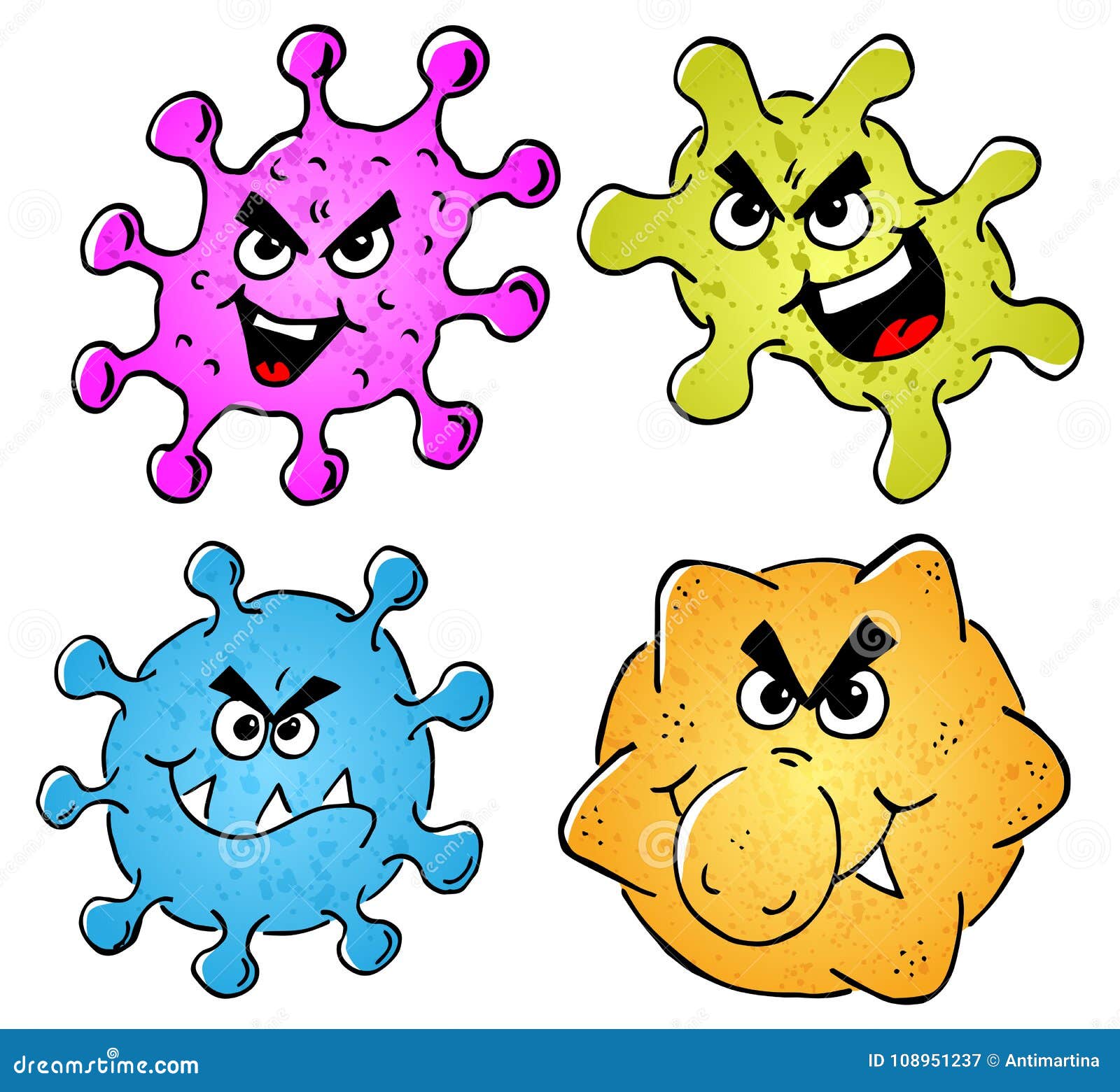 Wild cartoon viruses stock vector. Illustration of character - 108951237