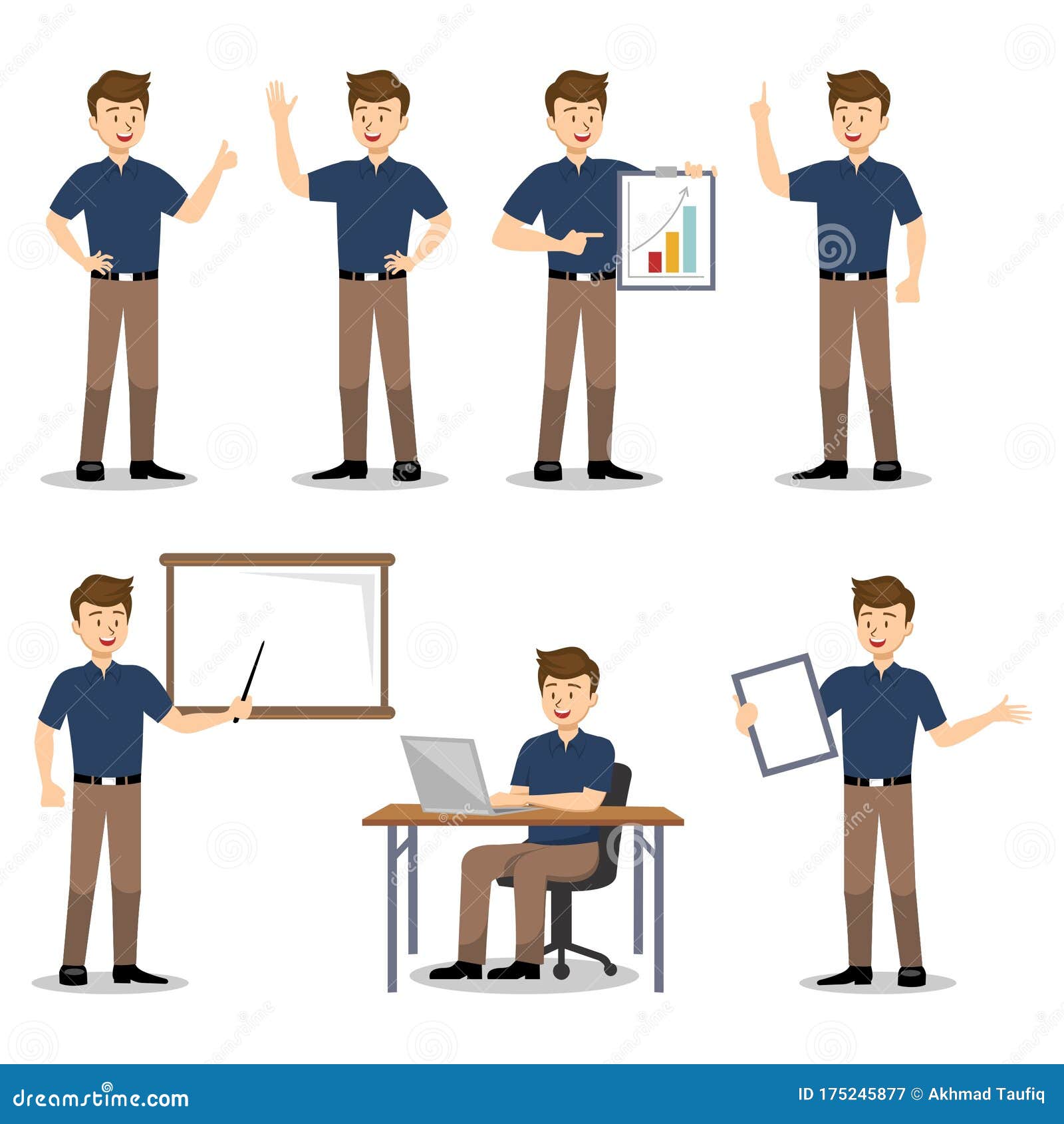 Vector Illustration of Someone Presenting and Doing Office Work in ...