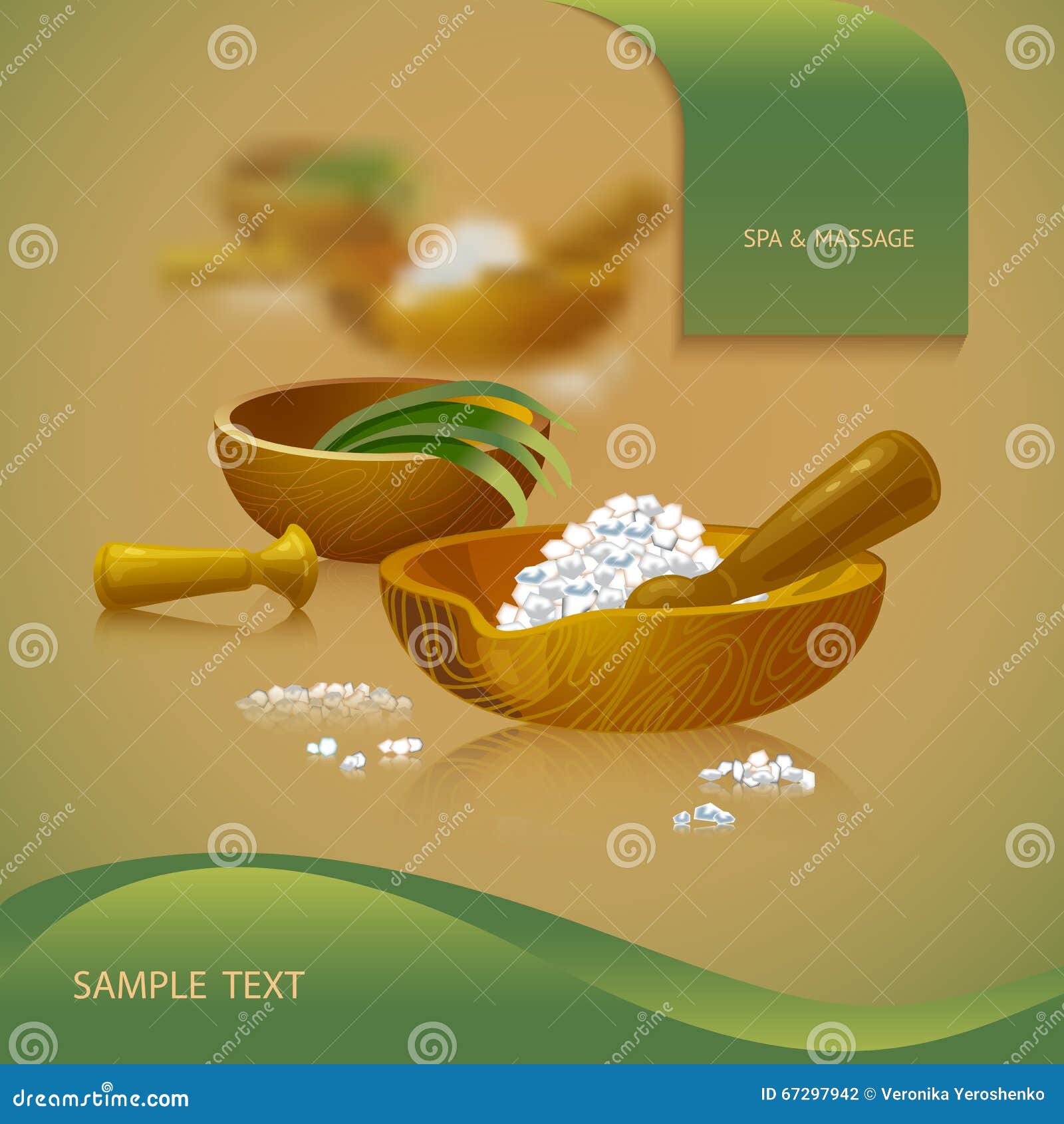 Vector Illustration with Spa Accessories Pounders and Salt. Stock ...