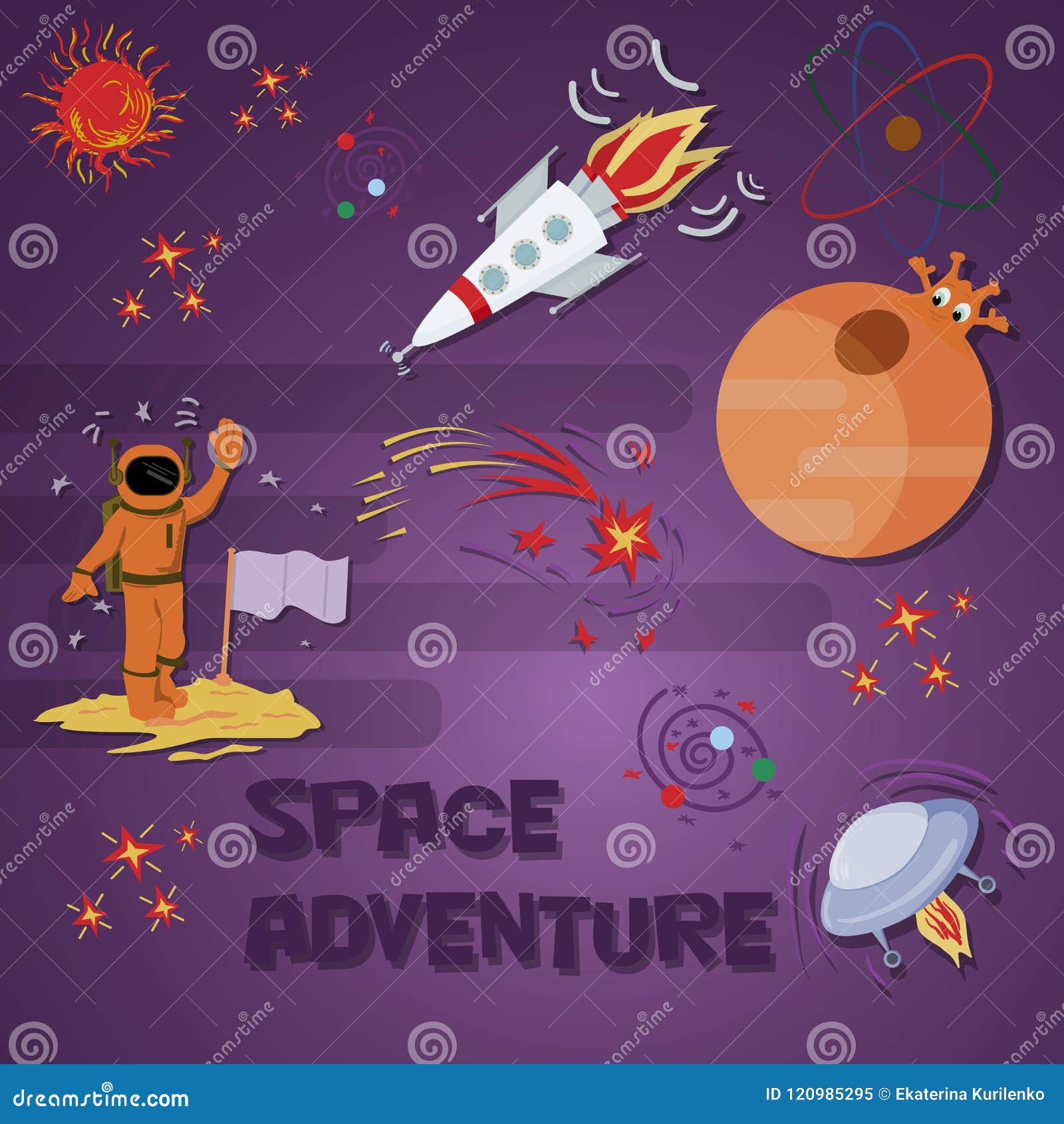 Illustration_2_of a Space Adventure in Flat Style Stock Vector ...