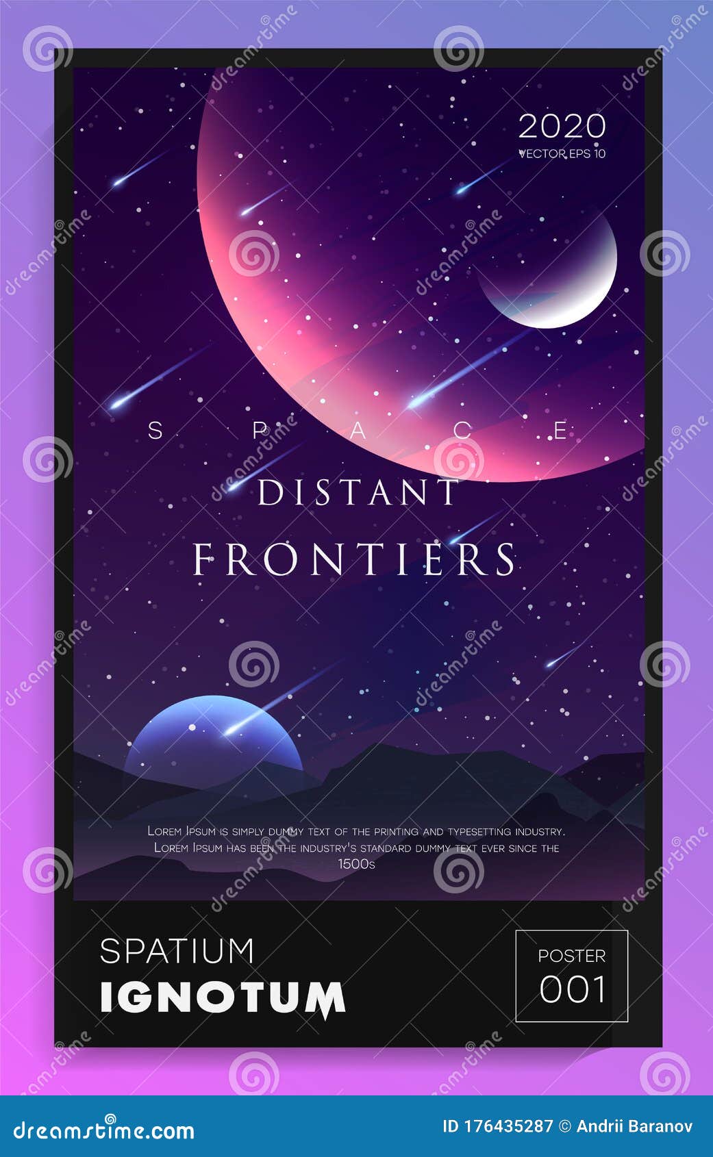 Vector Illustration of Space, Planets and Galaxy for Poster, Banner or ...