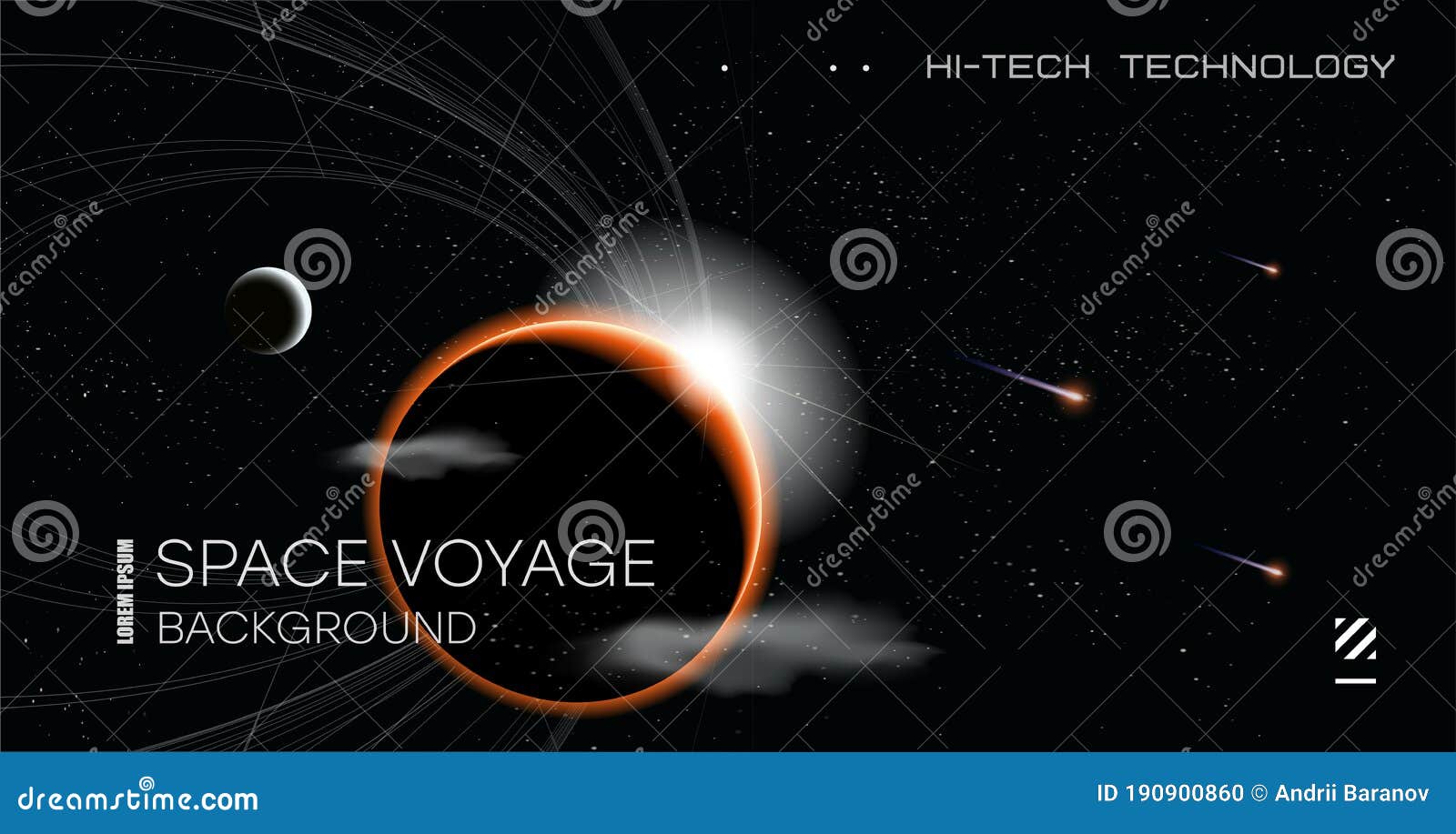 Vector Illustration of Space, Planets and Galaxy for Poster, Banner or ...