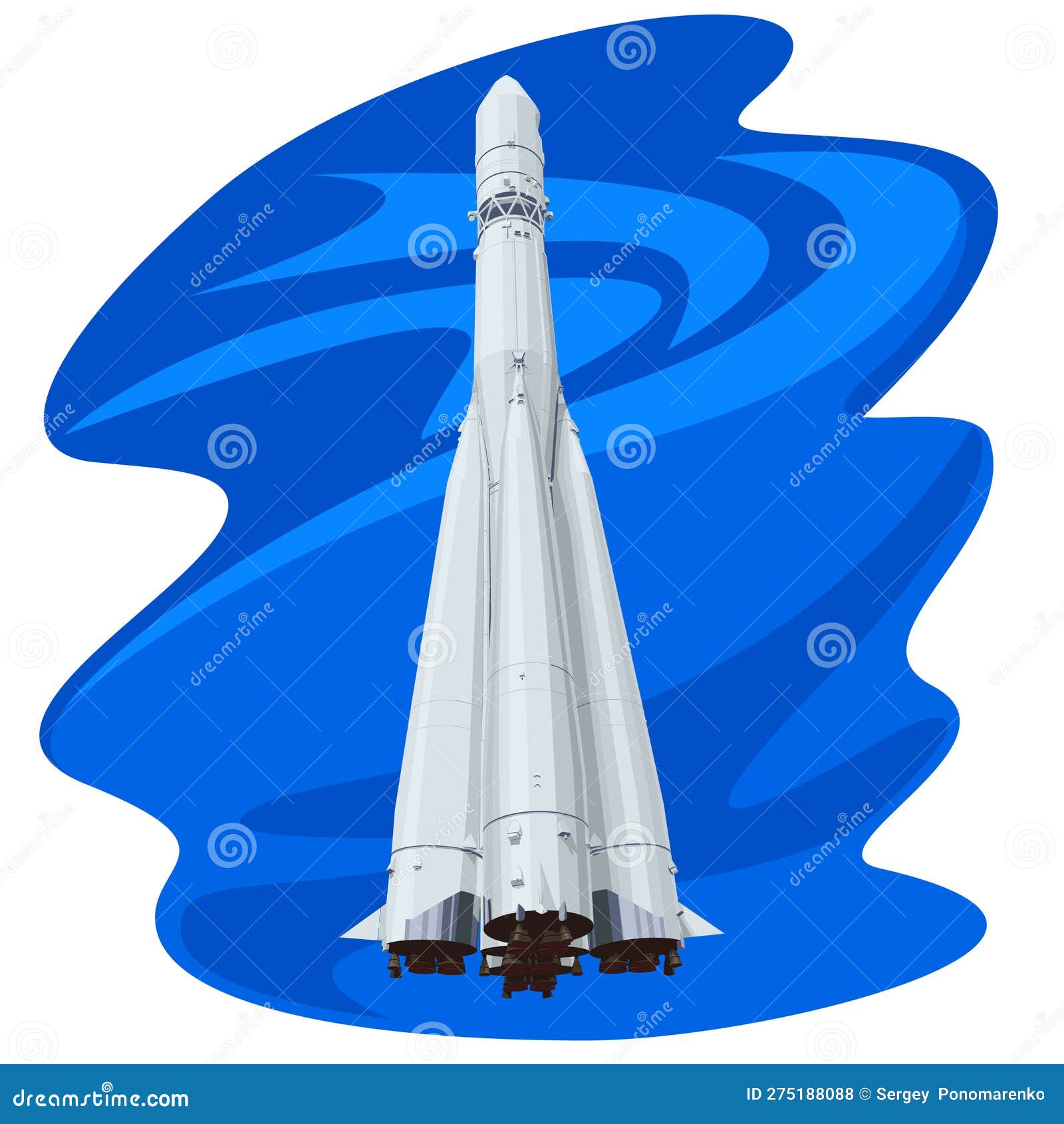 Vector Illustration of the Space Rocket "Vostok - 1". Stock Vector ...