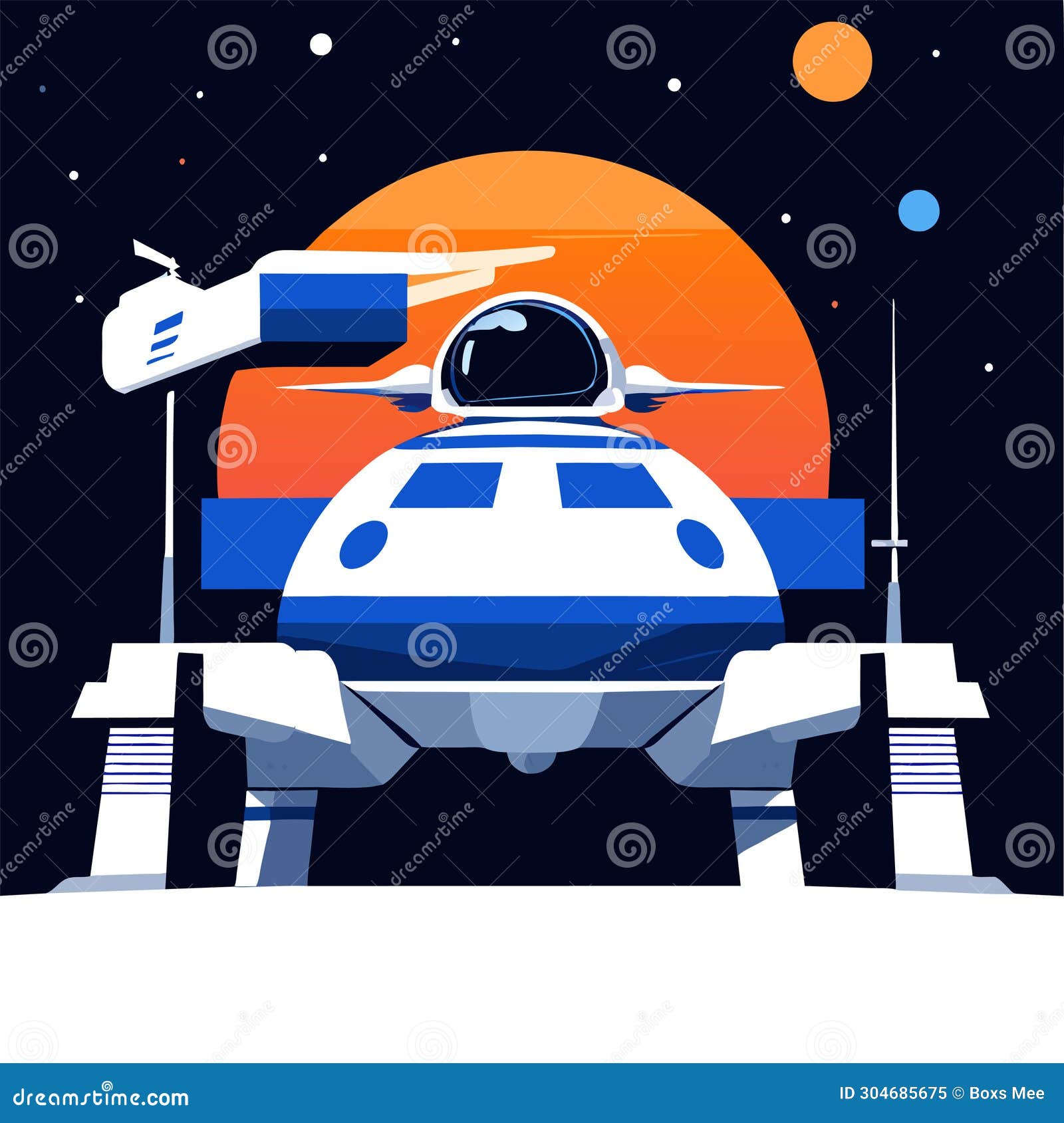 Vector Illustration of a Space Station in Outer Space. Flat Style Stock ...
