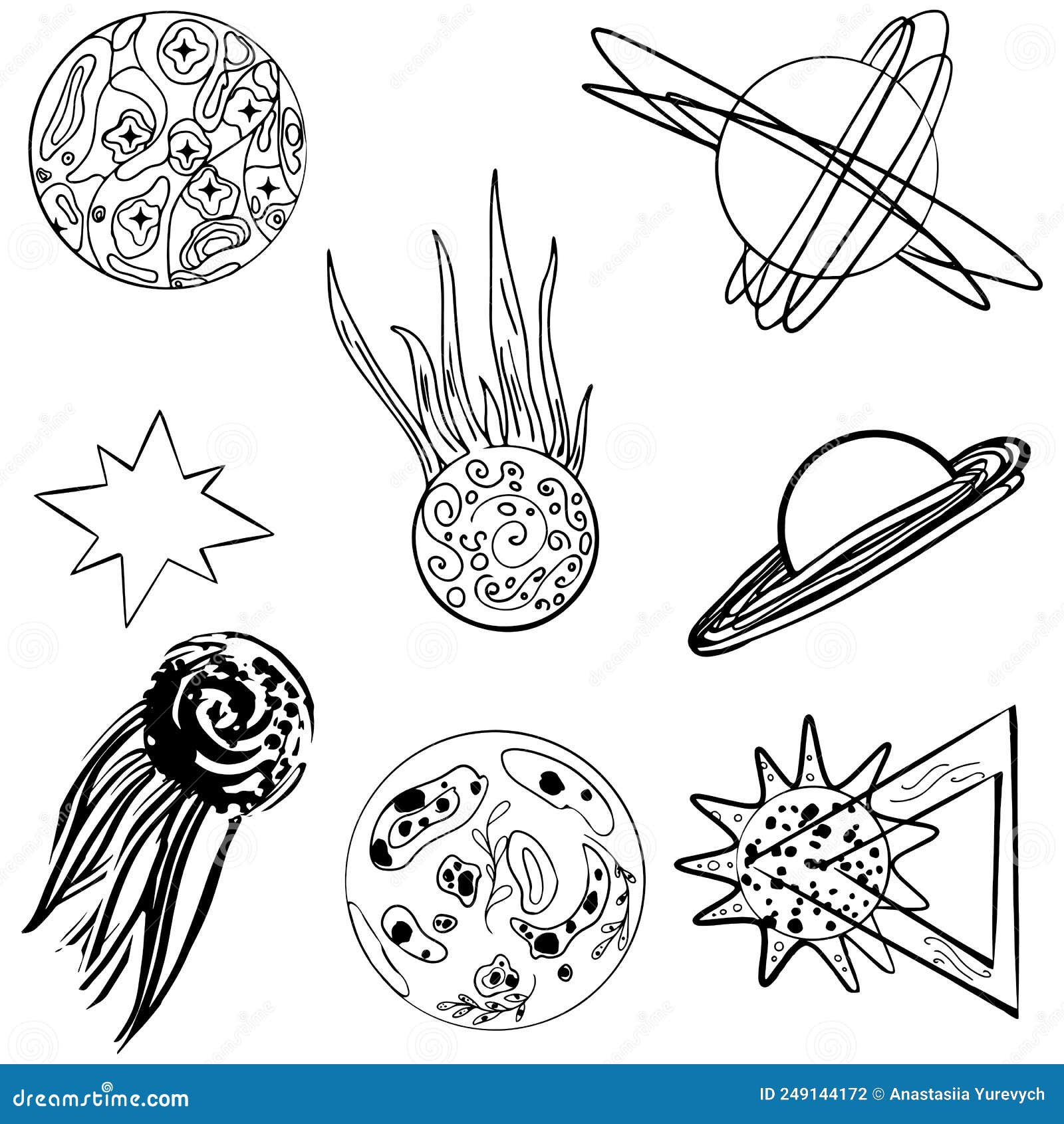 Solar System Unlabeled Black And White