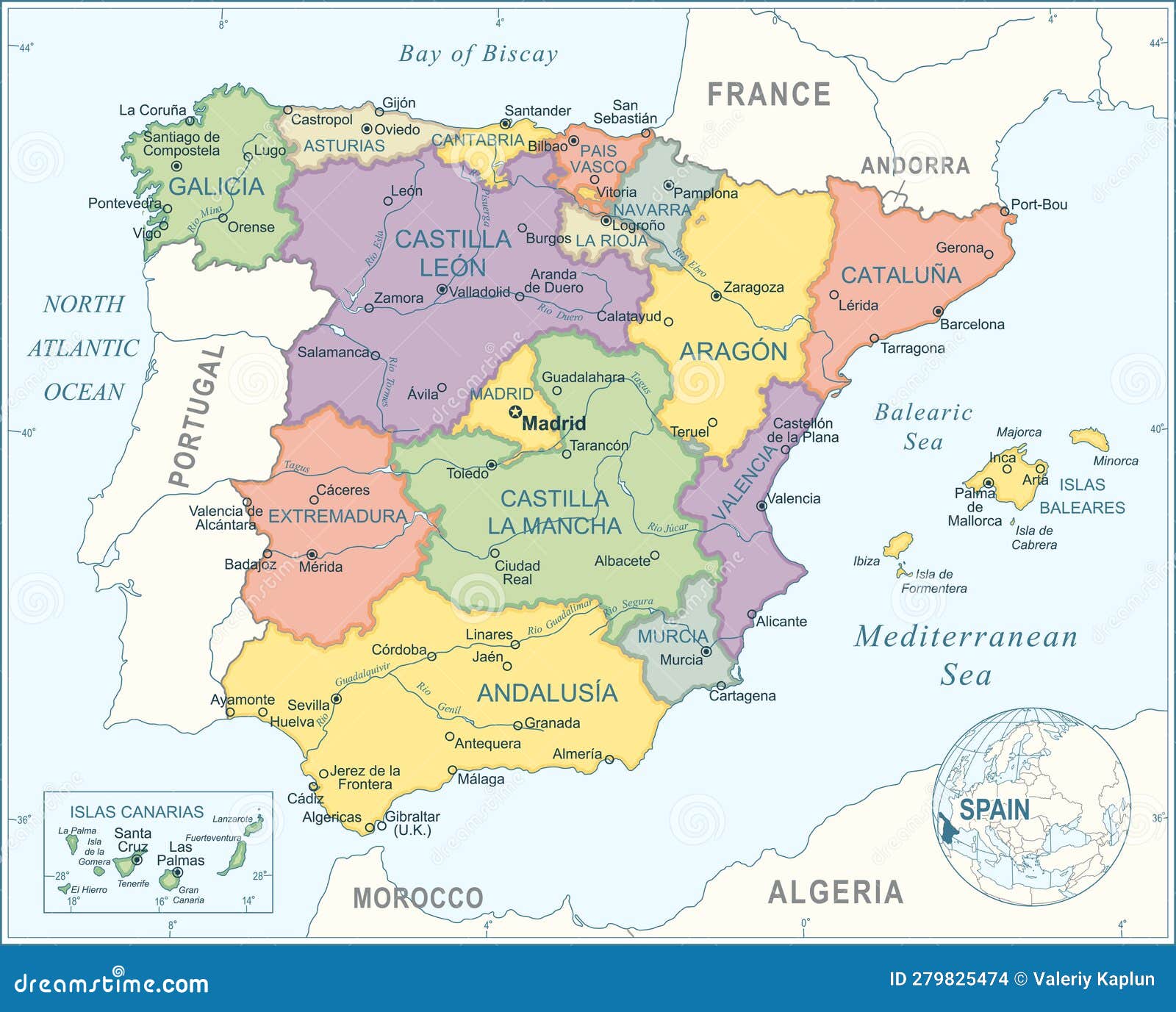 Spain Map - Highly Detailed Vector Illustration Stock Vector ...