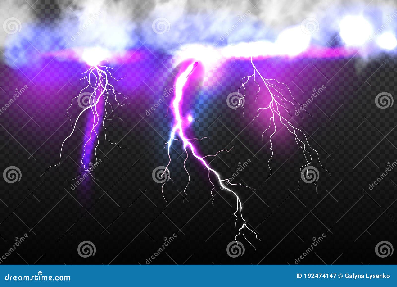 Vector Illustration Sparkling Lightning Dark Sky Background Stock ...