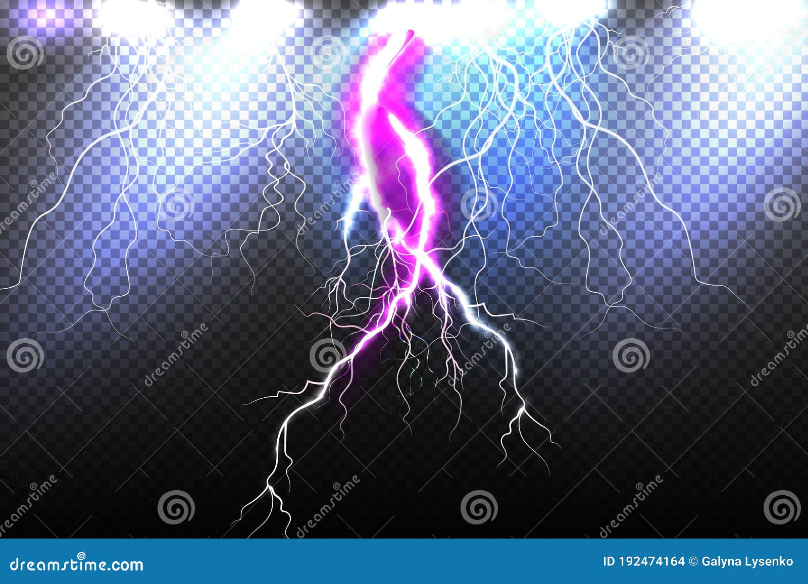 Vector Illustration Sparkling Lightning Dark Sky Background Stock ...
