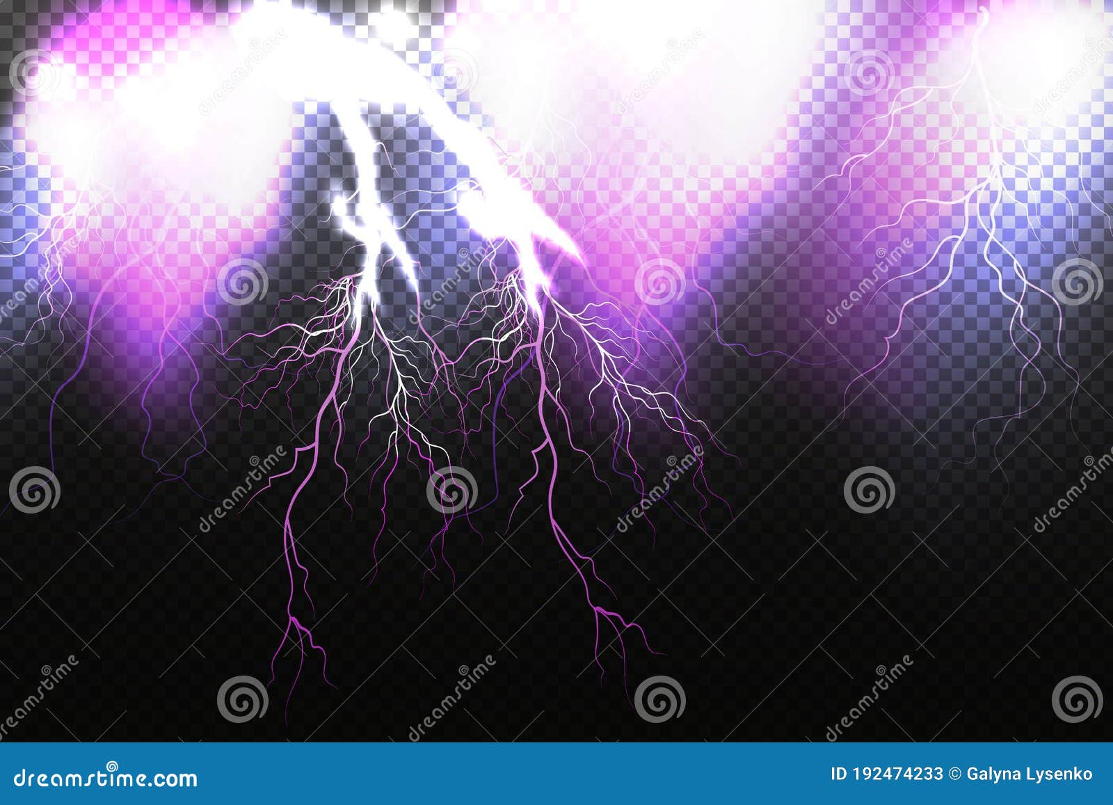 Vector Illustration Sparkling Lightning Dark Sky Background Stock ...
