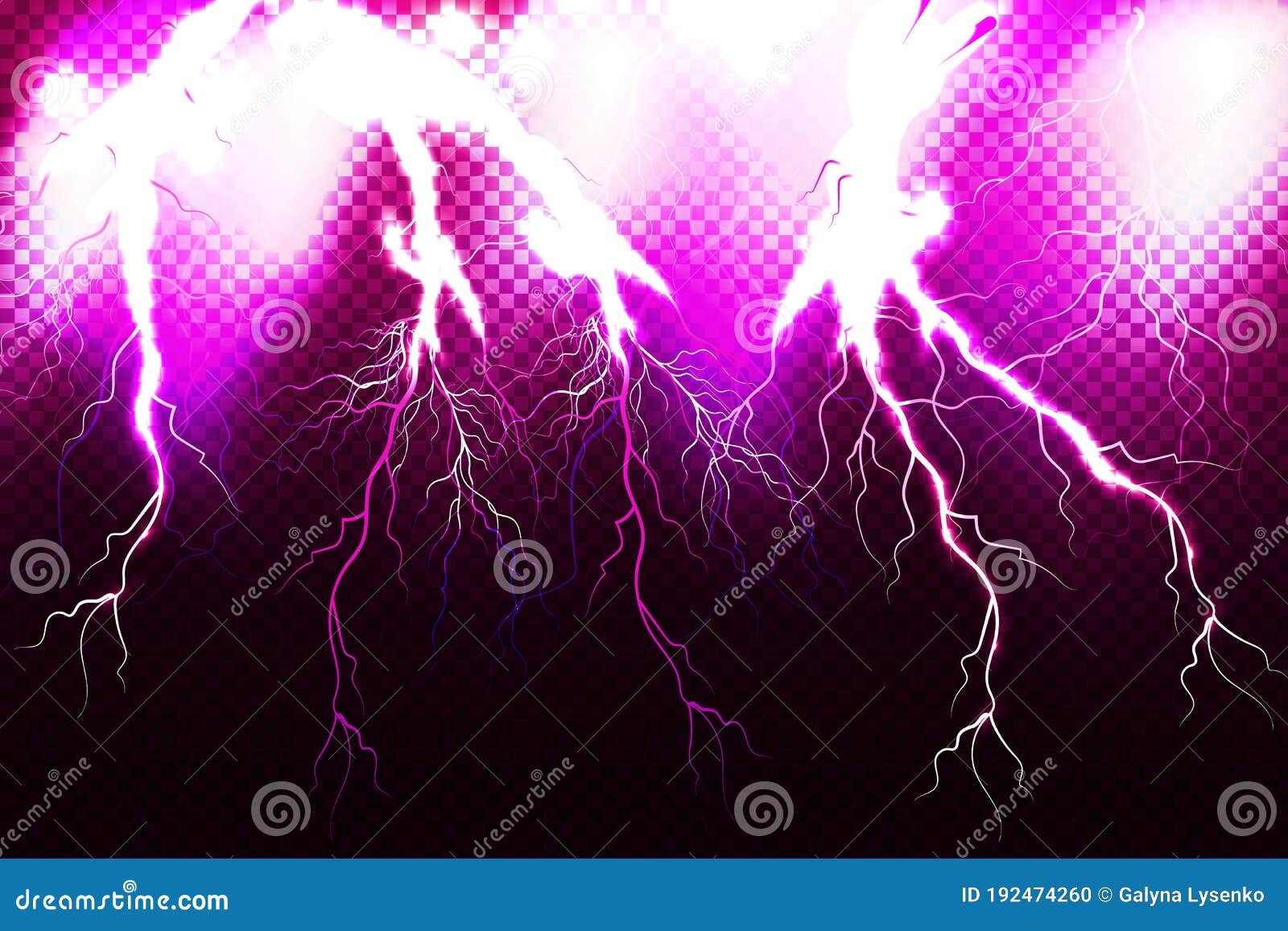 Vector Illustration Sparkling Lightning Dark Sky Background Stock ...