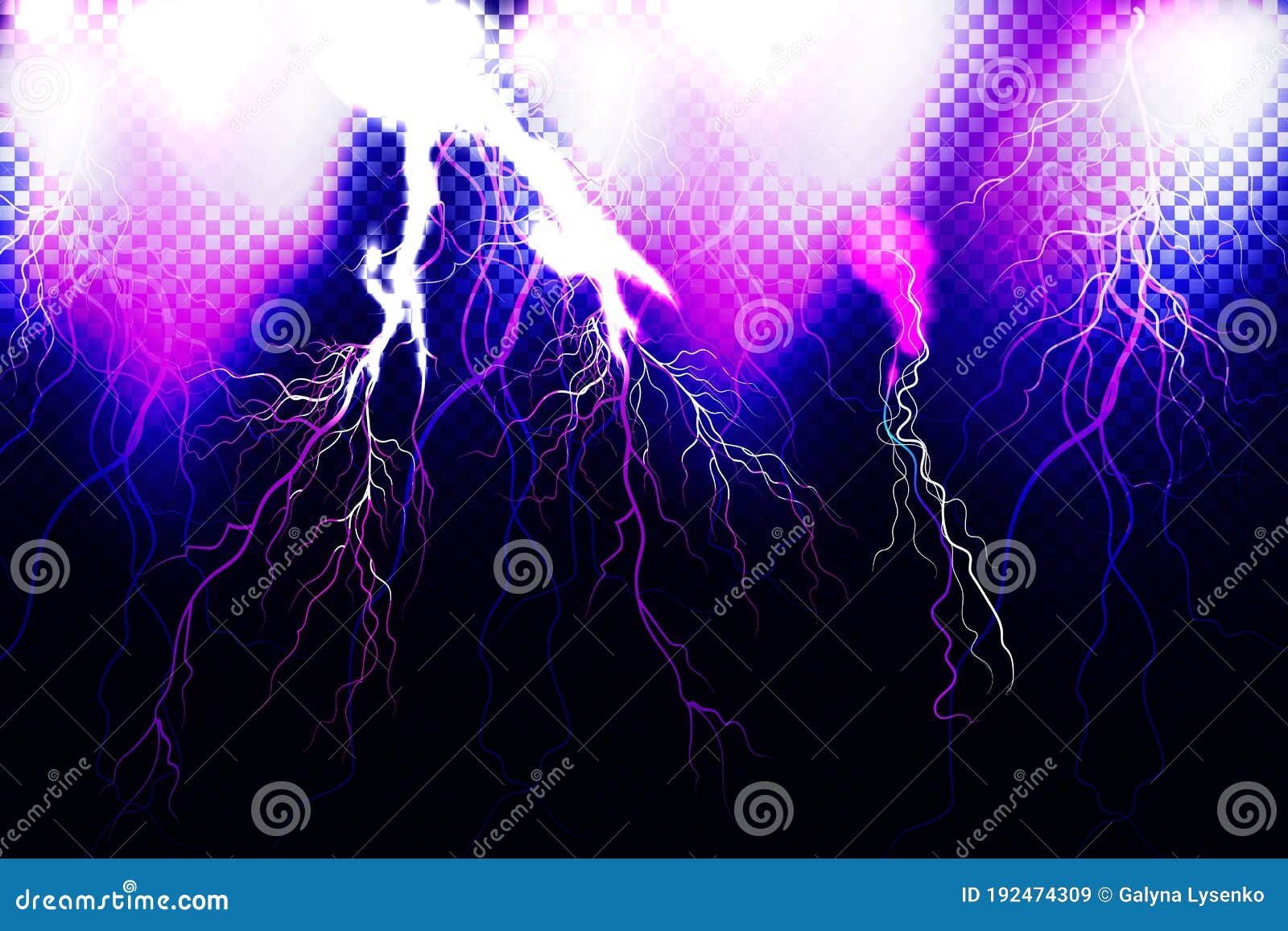 Vector Illustration Sparkling Lightning Dark Sky Background Stock ...