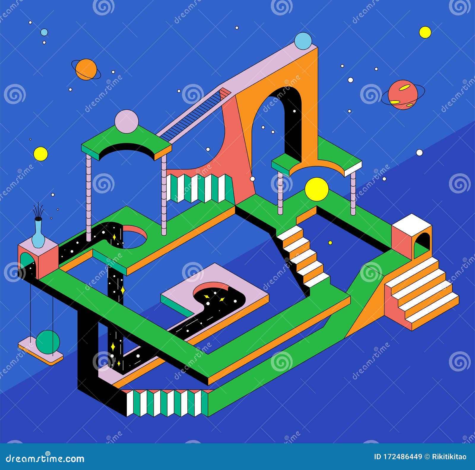 Vector Illustration of Spatial Optical Illusions that Visually ...
